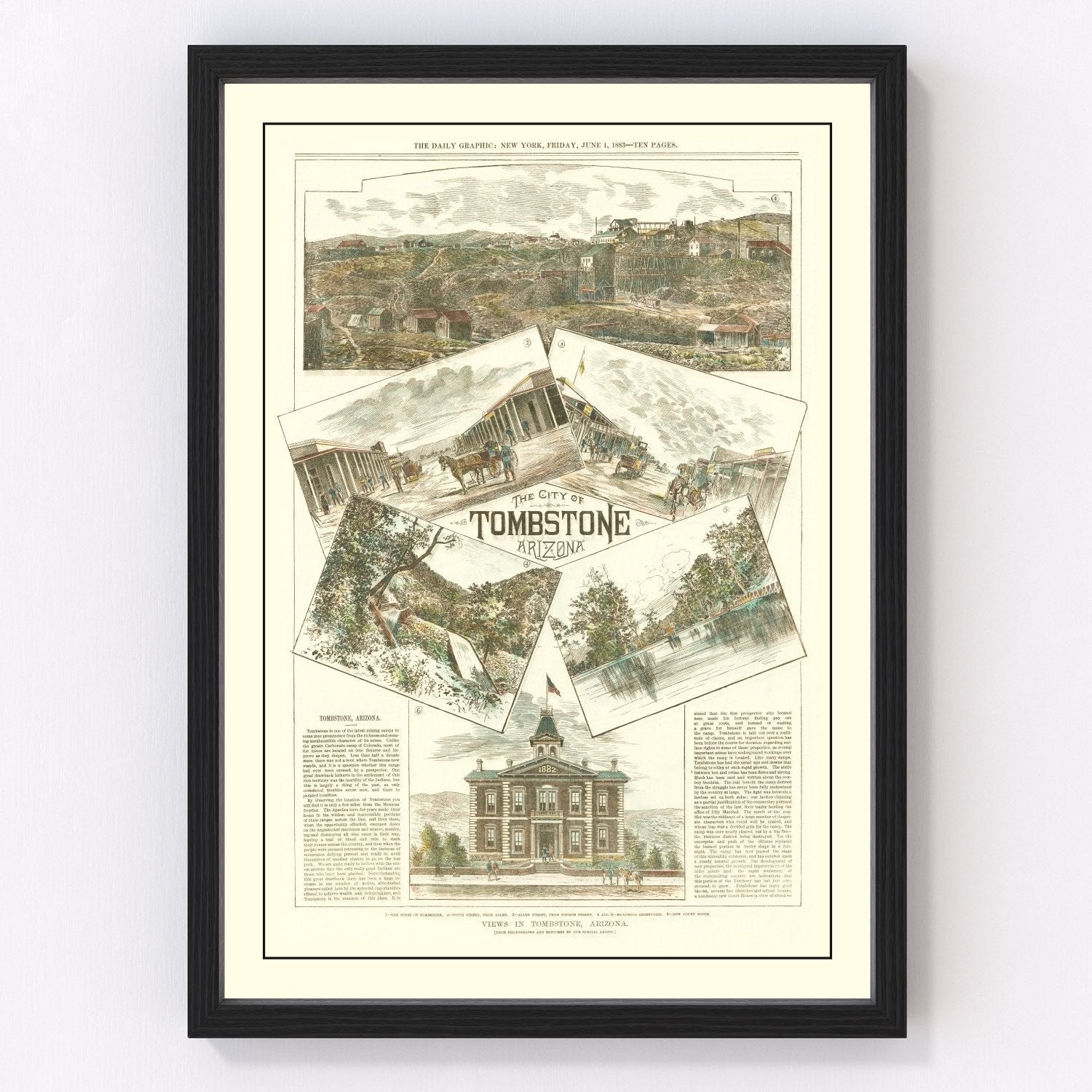 Vintage Map of Tombstone, Arizona 1883