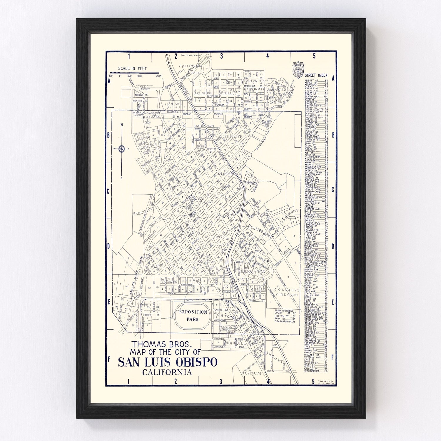 Vintage Map of San Luis Obispo, California 1920