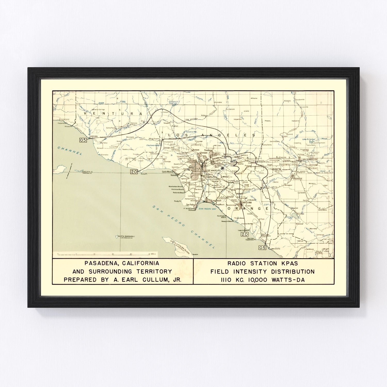 Vintage Map of Pasadena, California 1935
