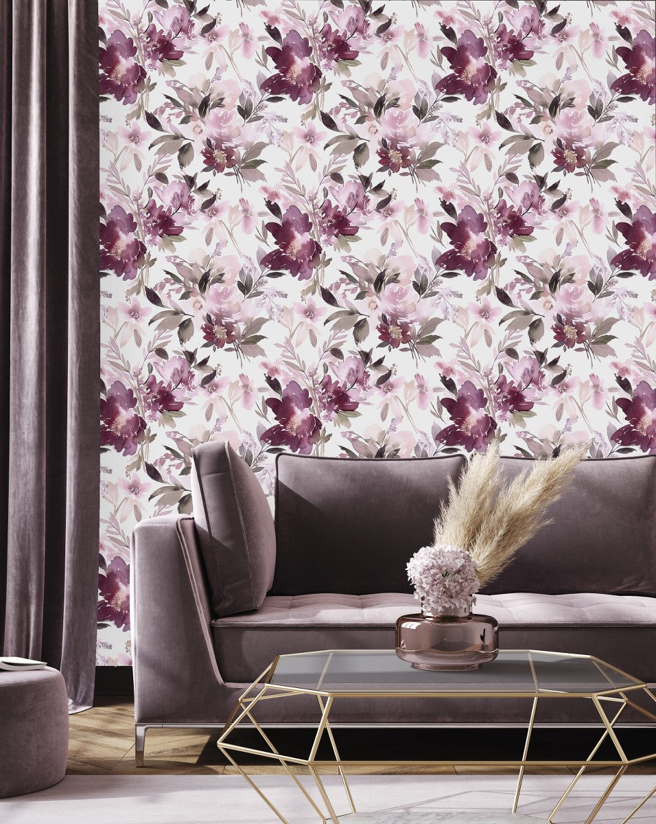 Burgundy Flowers Wallpaper