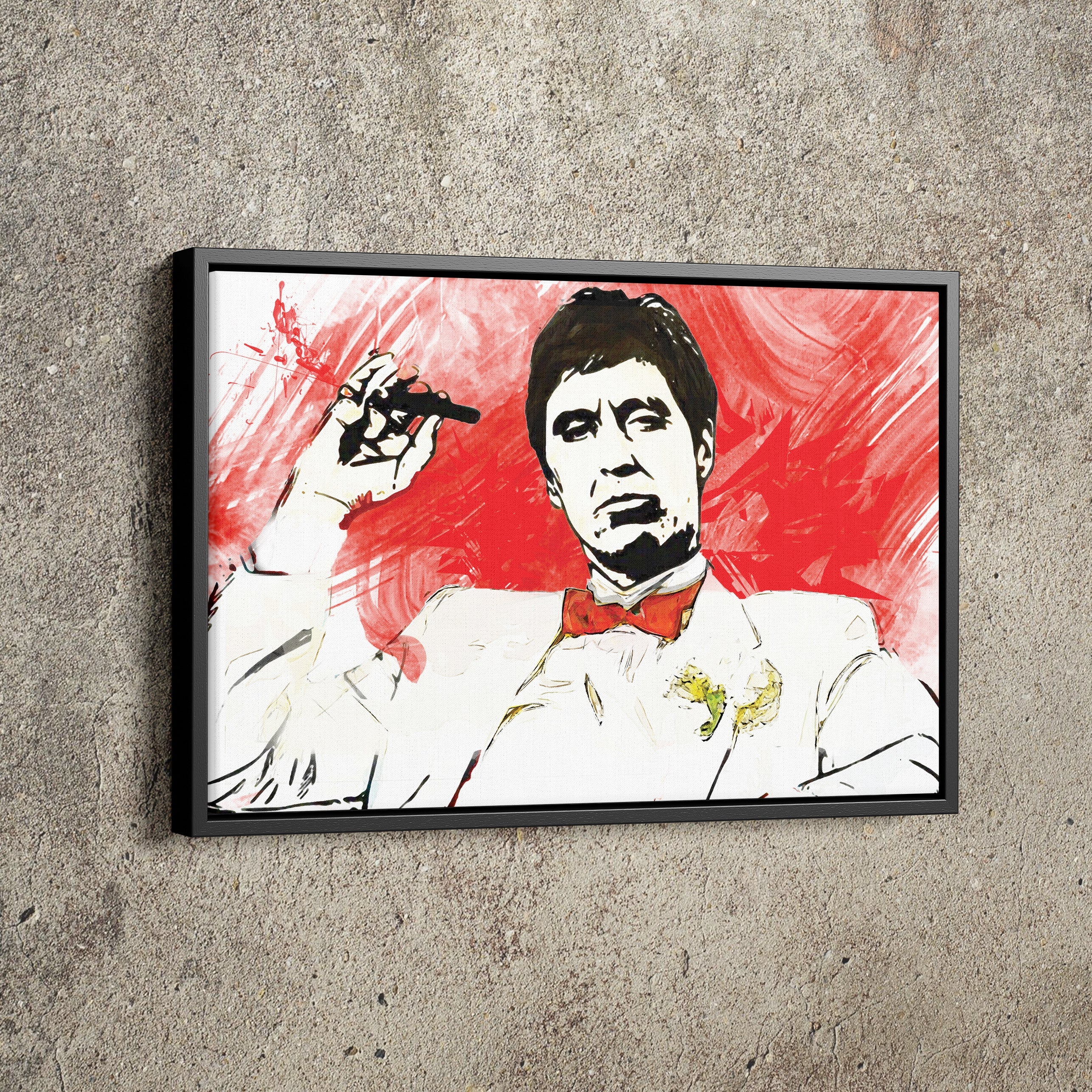Scarface Poster Tony Montana Smoking Illustration Hand Made Posters Ca