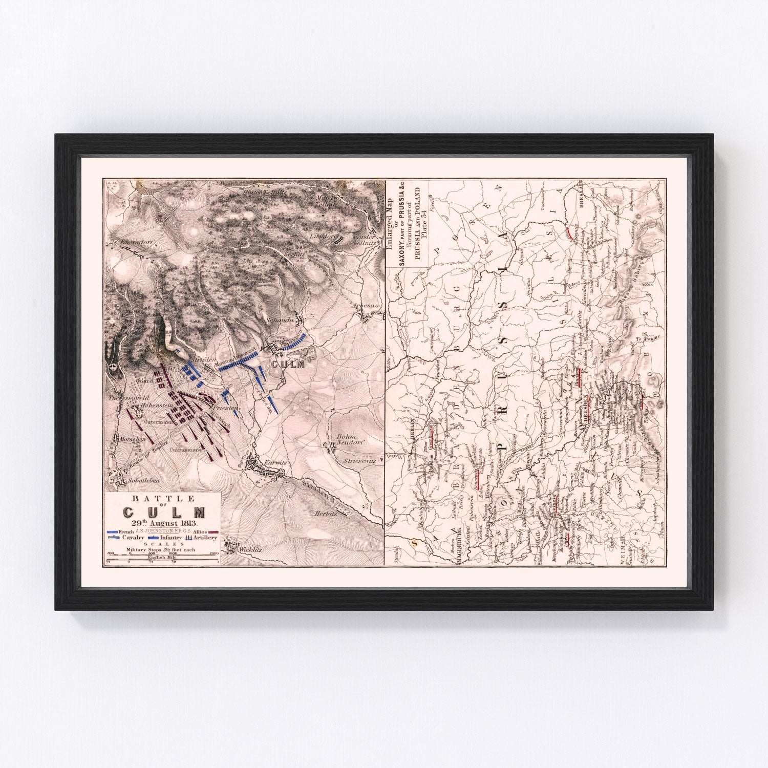 Vintage Map of the Battle of Culm, 1813