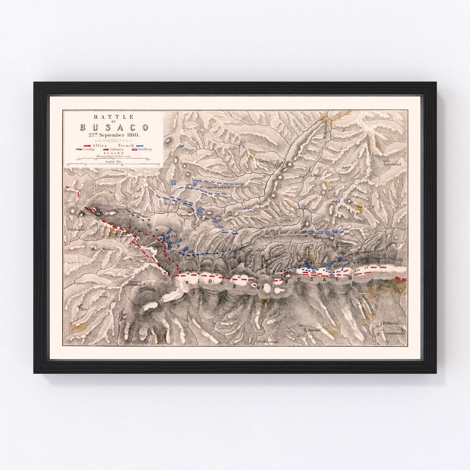 Vintage Map of the Battle of Busaco, 1810