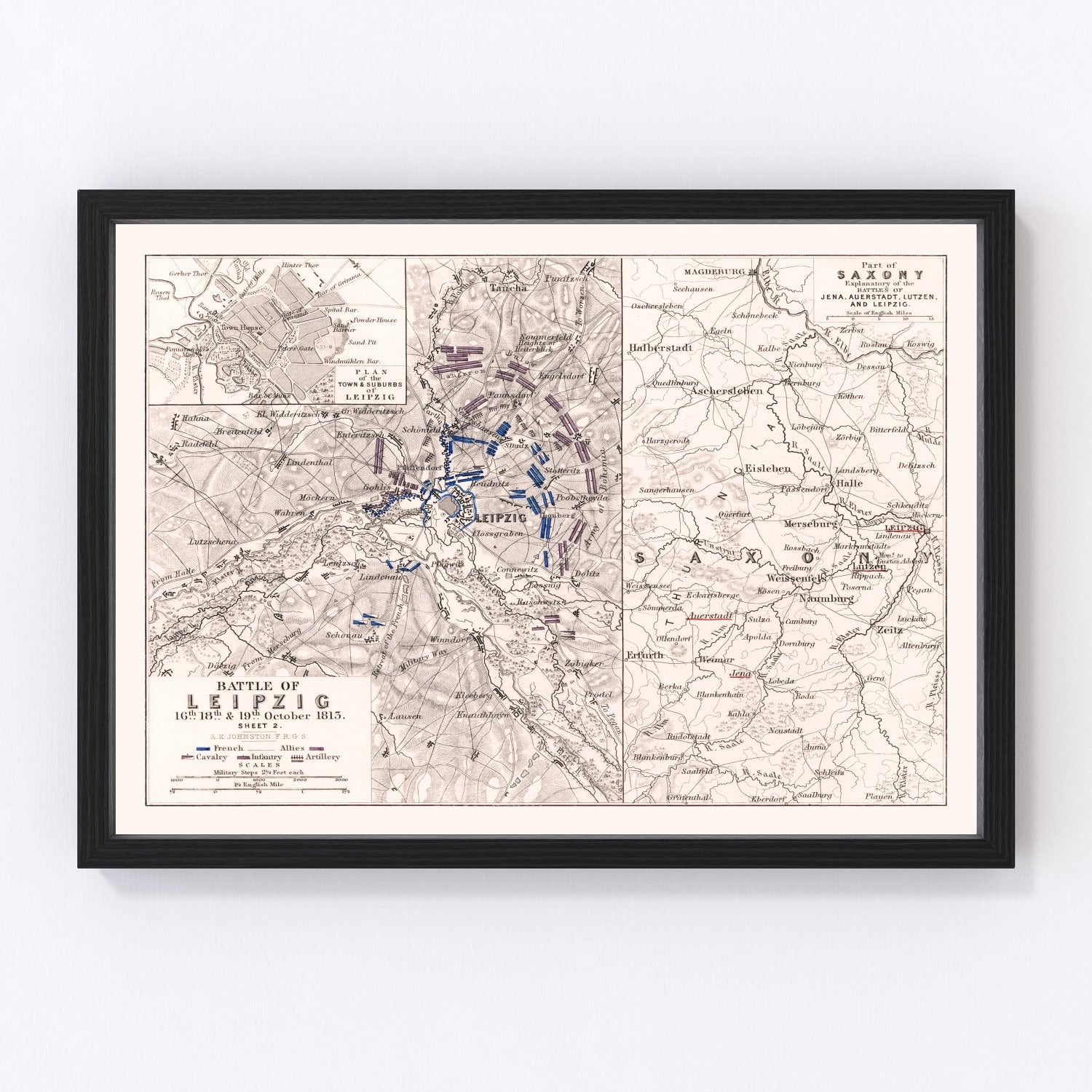 Vintage Map of the Battle of Leipzig, 1813