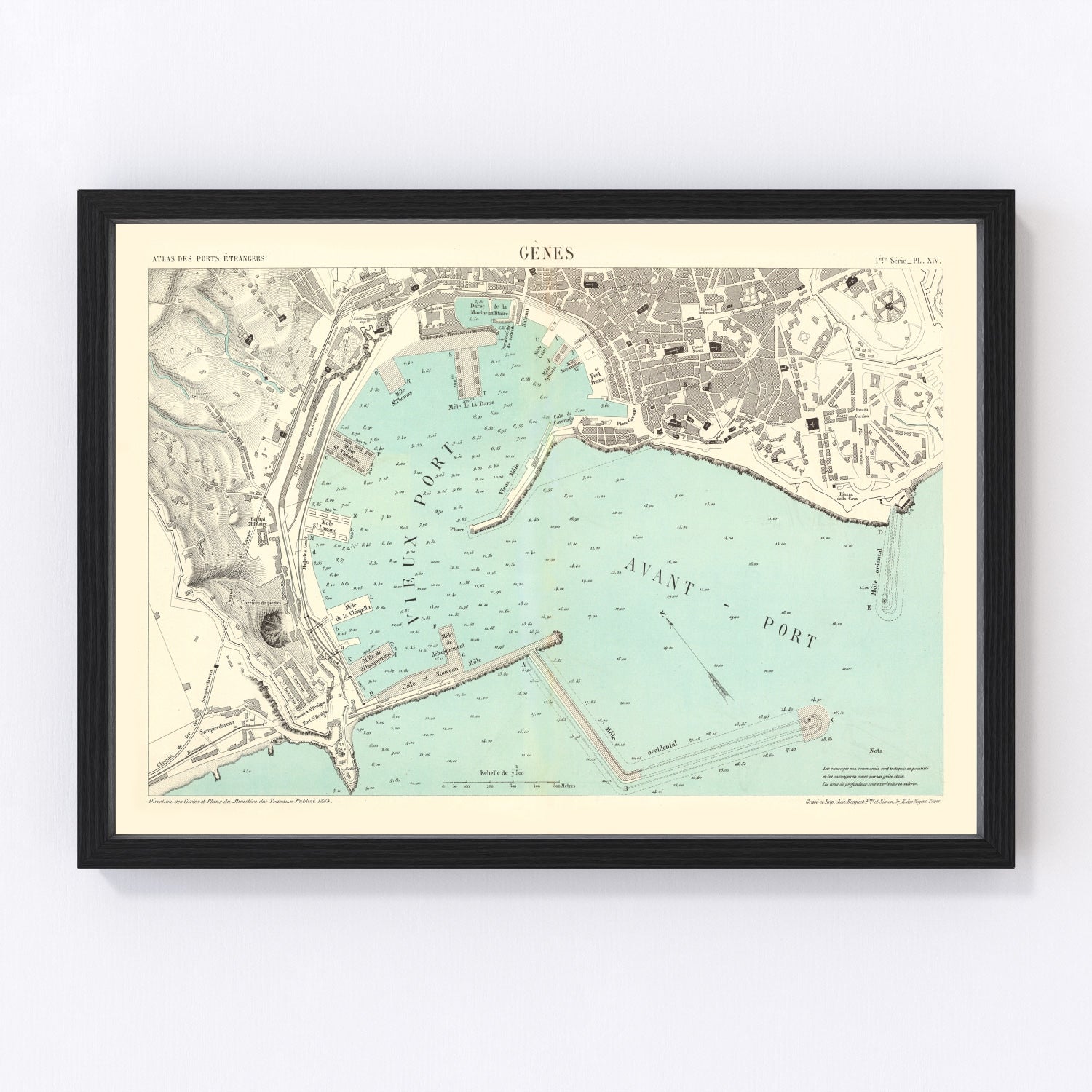 Vintage Map of Genoa, Italy 1884