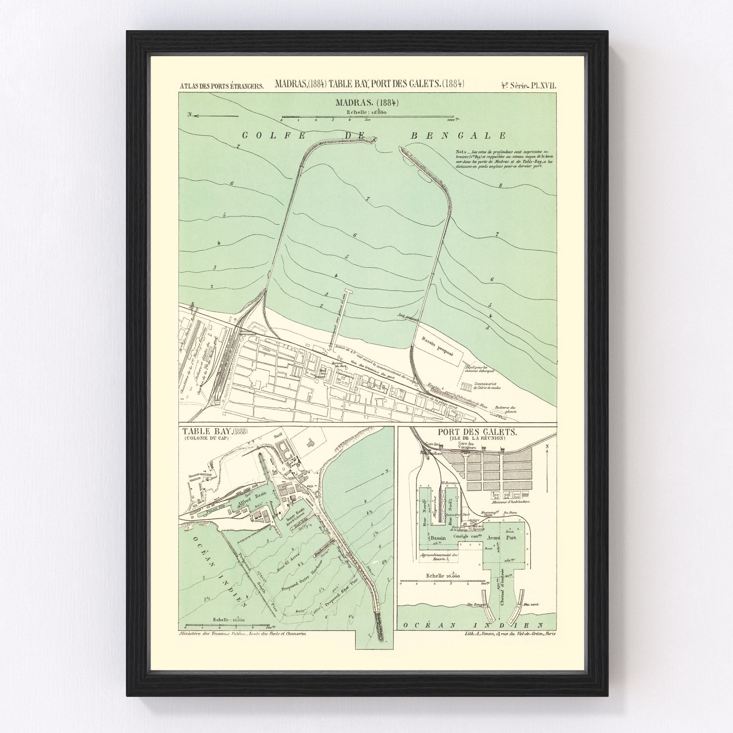 Vintage Map of Chennai, India 1884