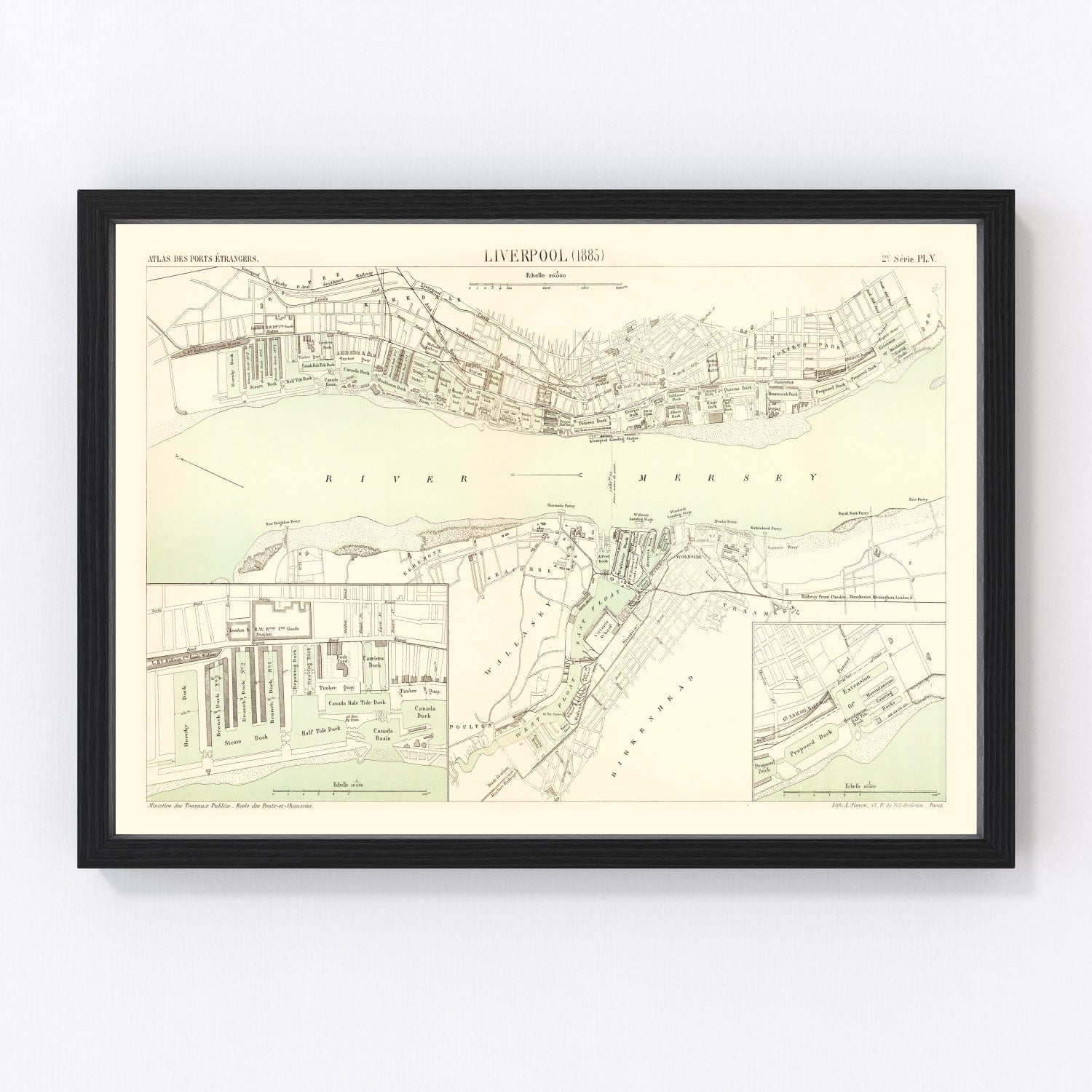 Vintage Map of Liverpool, England 1885