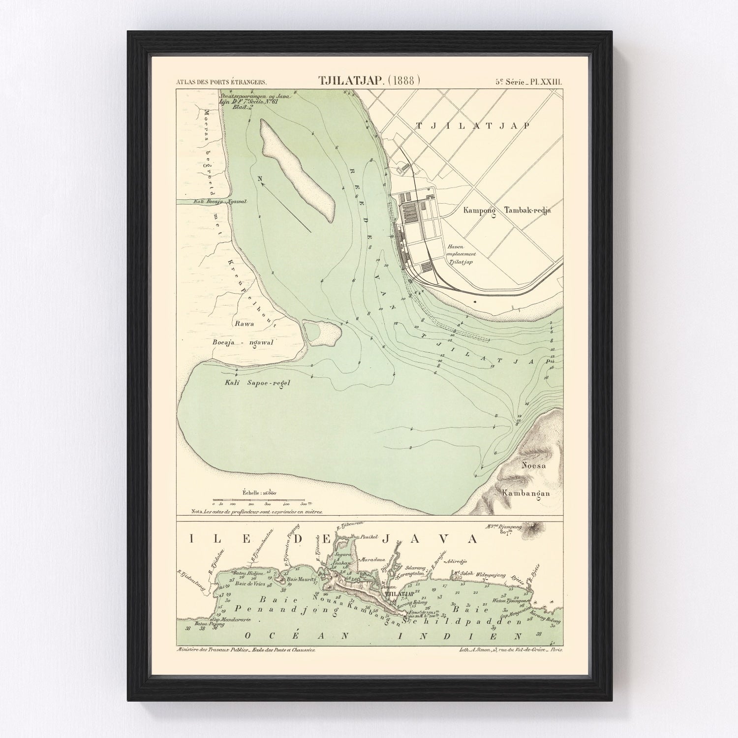 Vintage Map of Cilacap, Indonesia 1888
