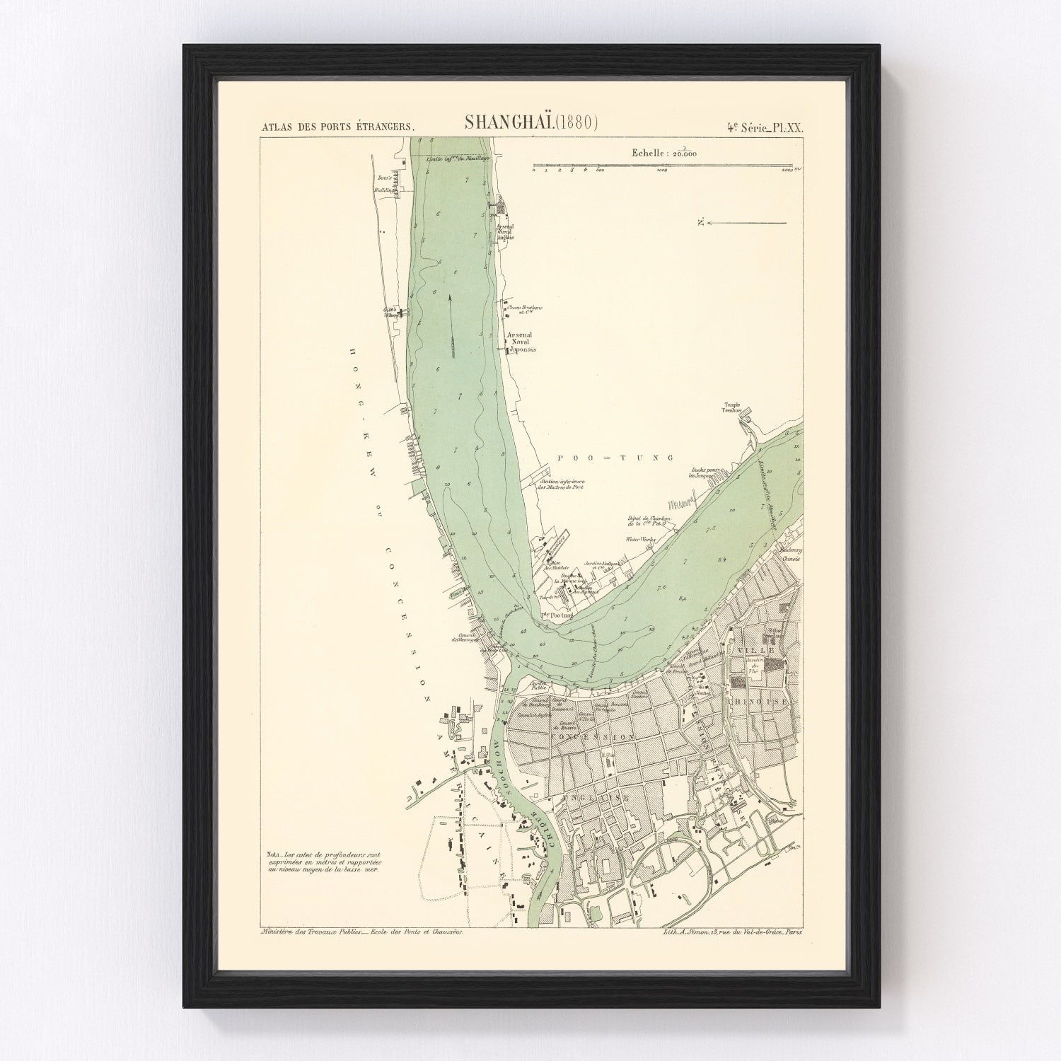 Vintage Map of Shanghai, China 1880