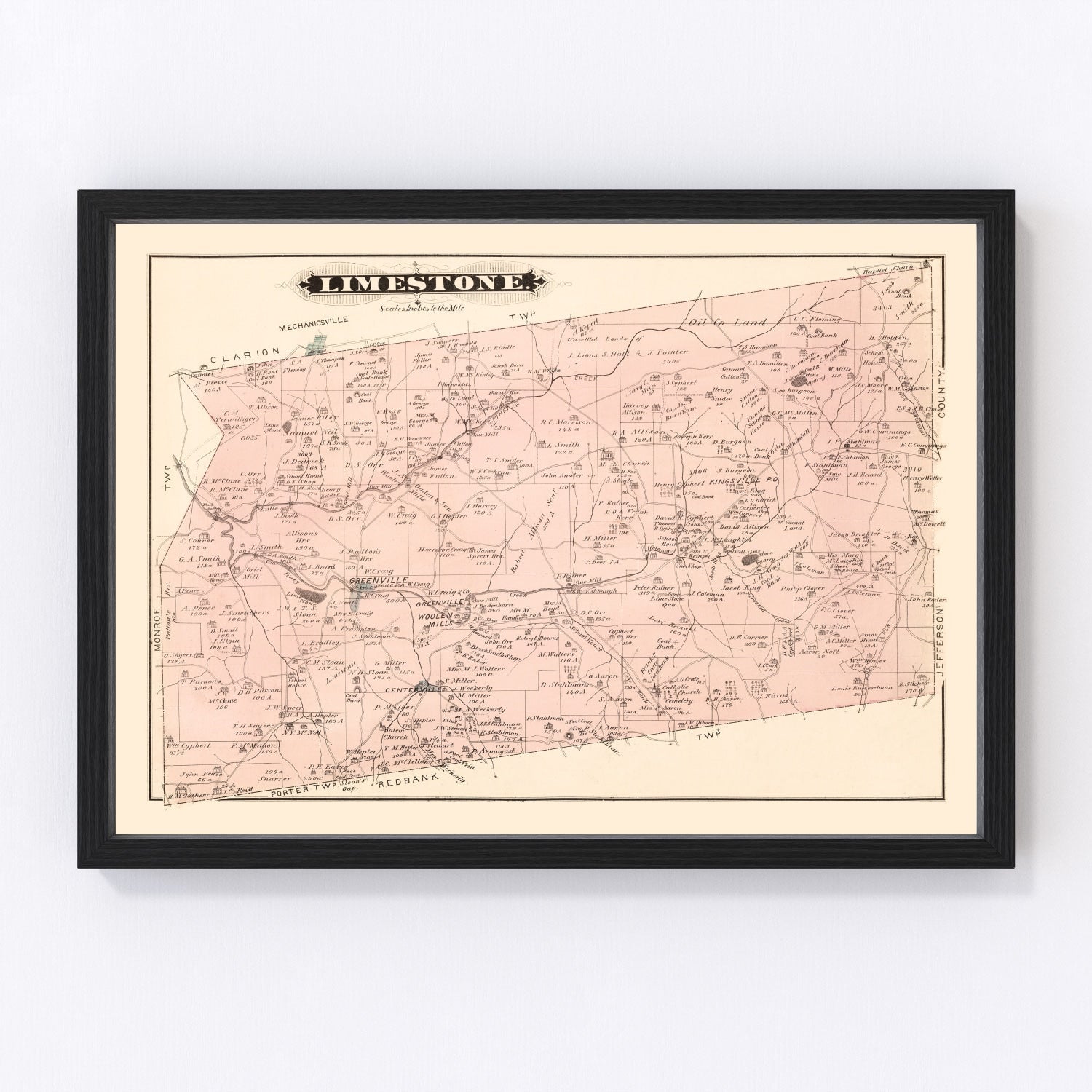 Vintage Map of Limestone, Pennsylvania 1877