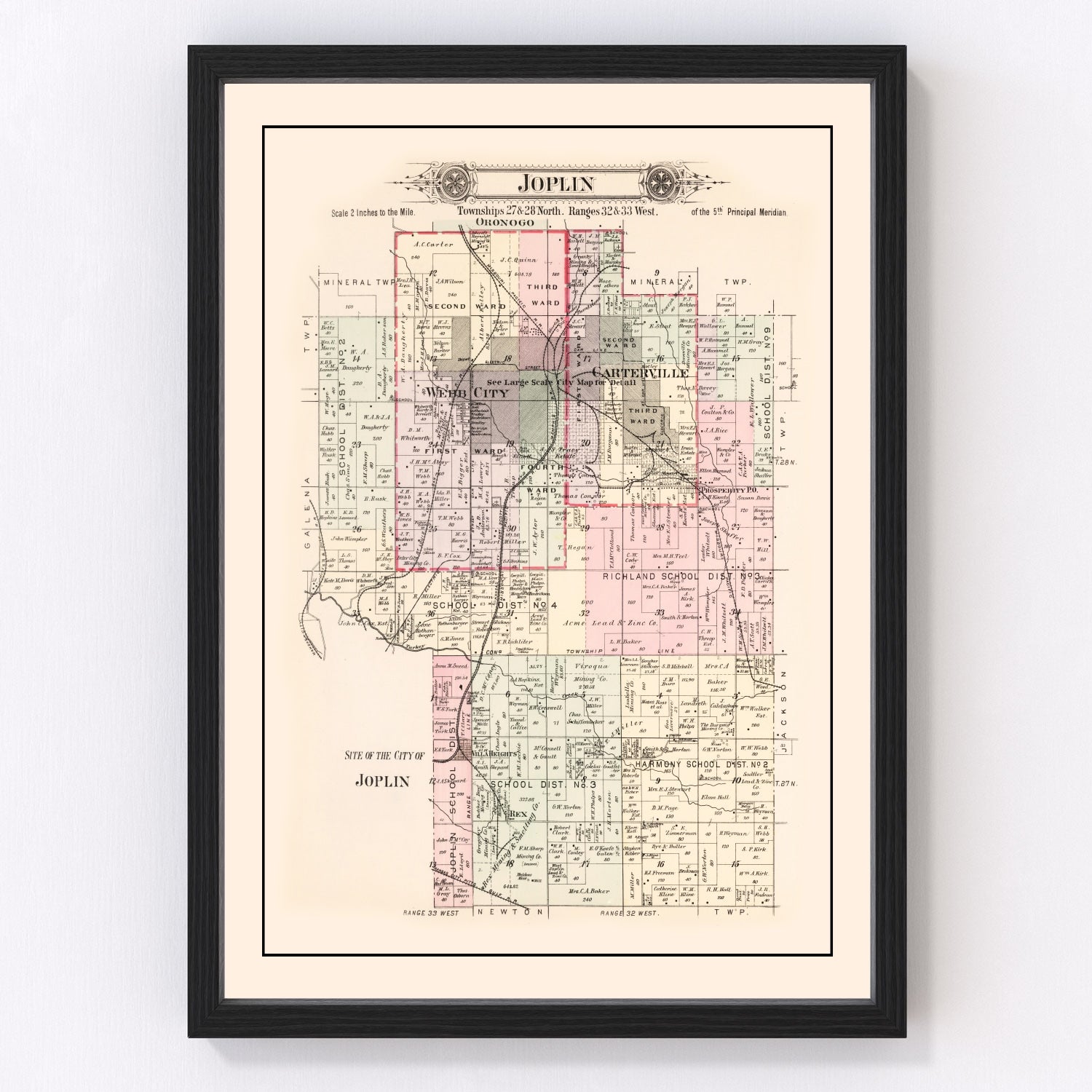 Vintage Map of Joplin Township, Jasper County, Missouri 1895