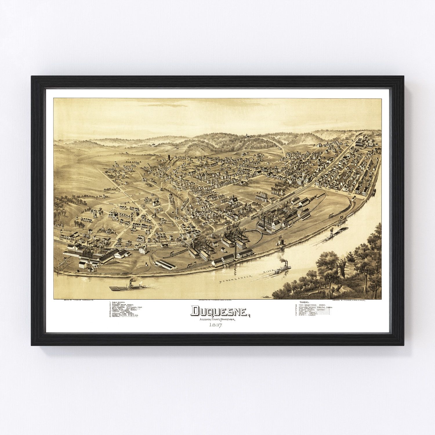 Vintage Map of Duquesne, Pennsylvania 1897