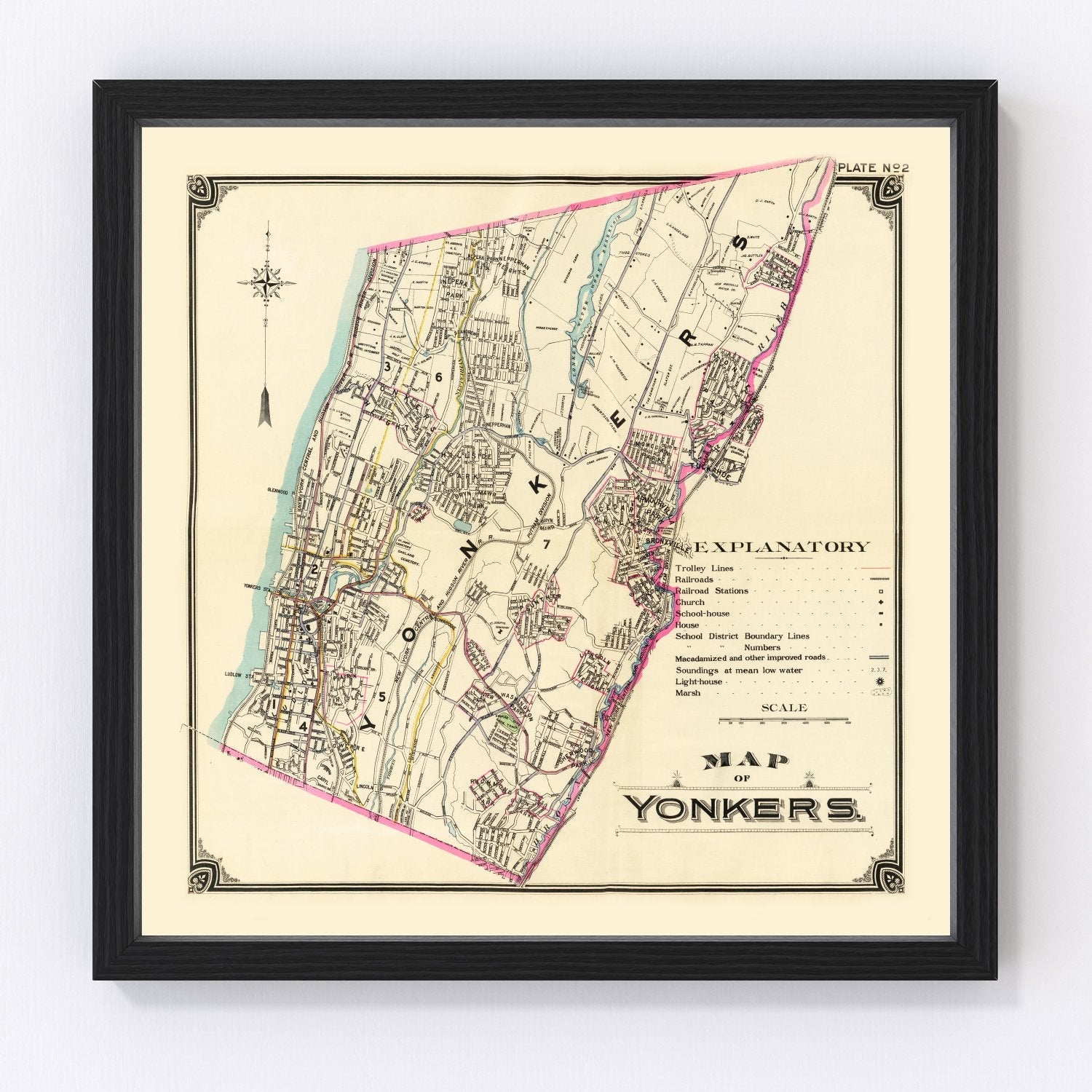 Vintage Map of Yonkers, New York 1900