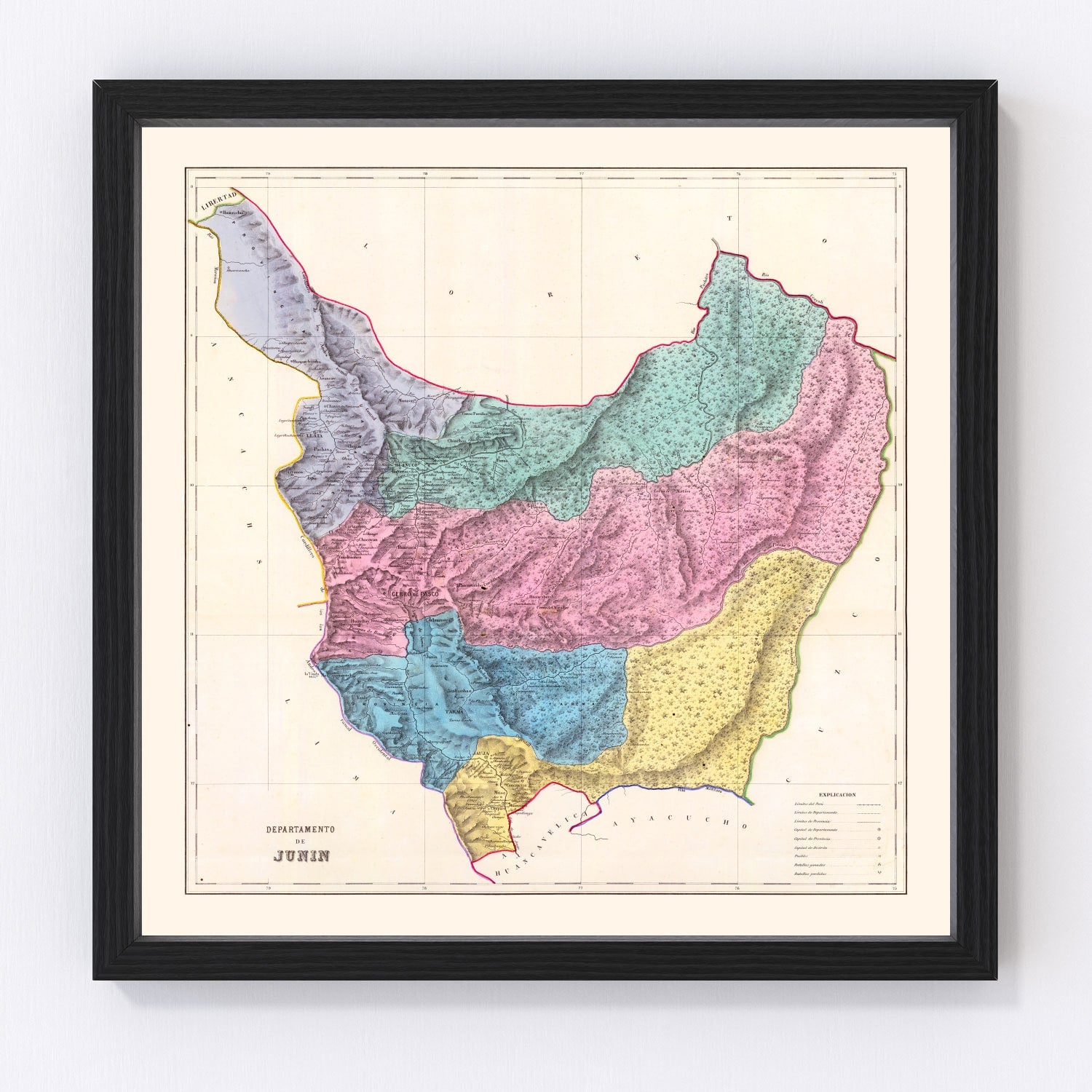 Vintage Map of Junin, Peru 1865