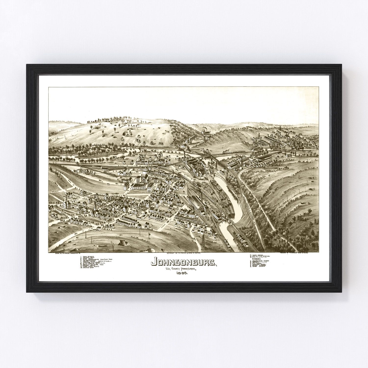 Vintage Map of Johnsonburg, Pennsylvania 1895