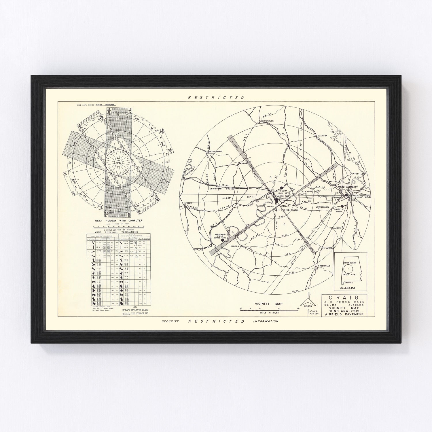Vintage Map of the Craig Air Force Base Vicinity, 1950