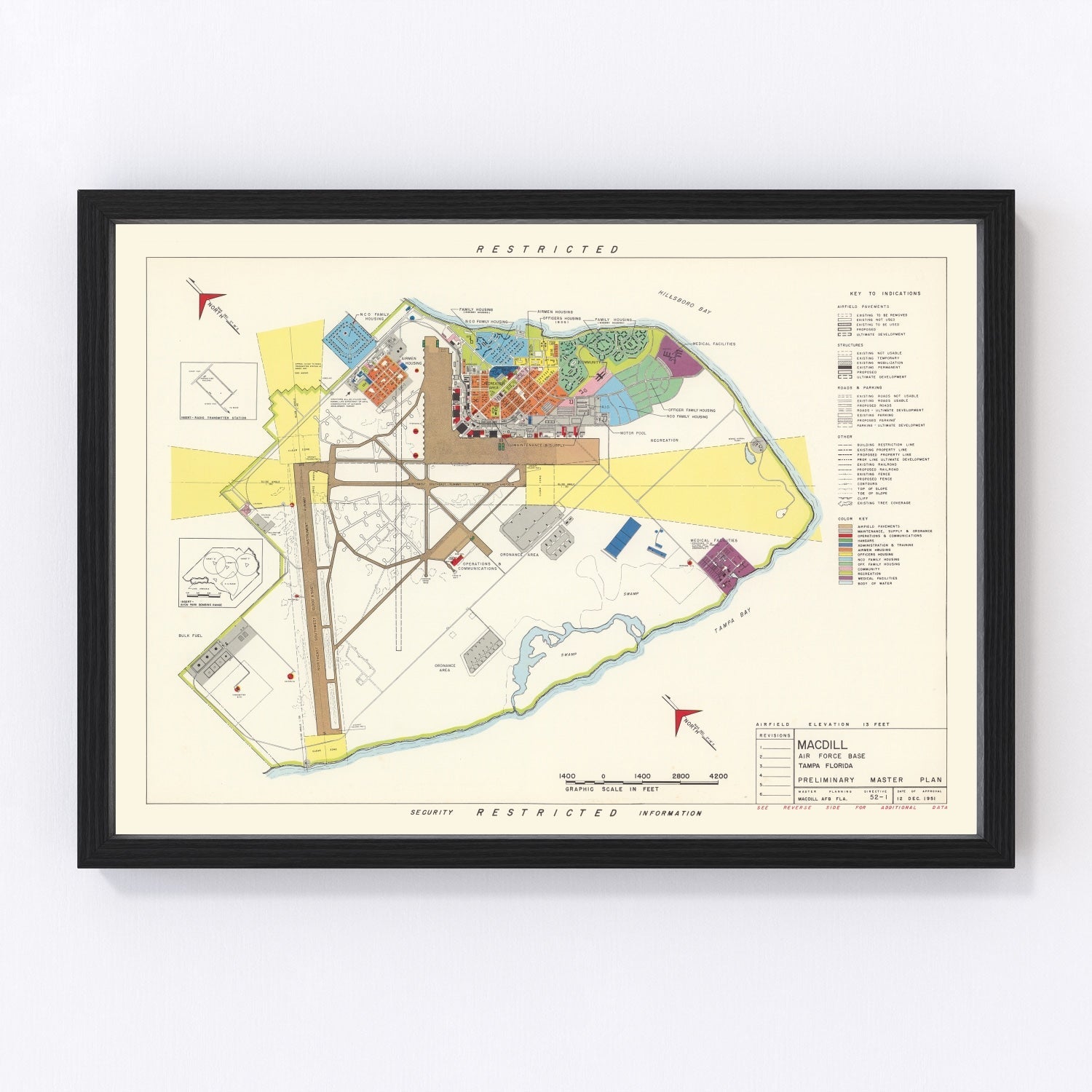 Vintage Map of MacDill Air Force Base, 1951
