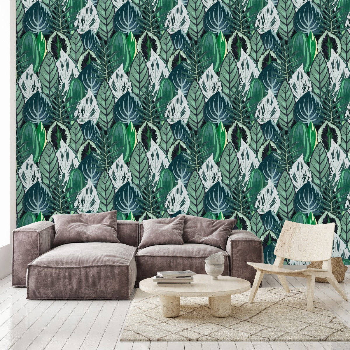 Large Leaves Pattern Wallpaper
