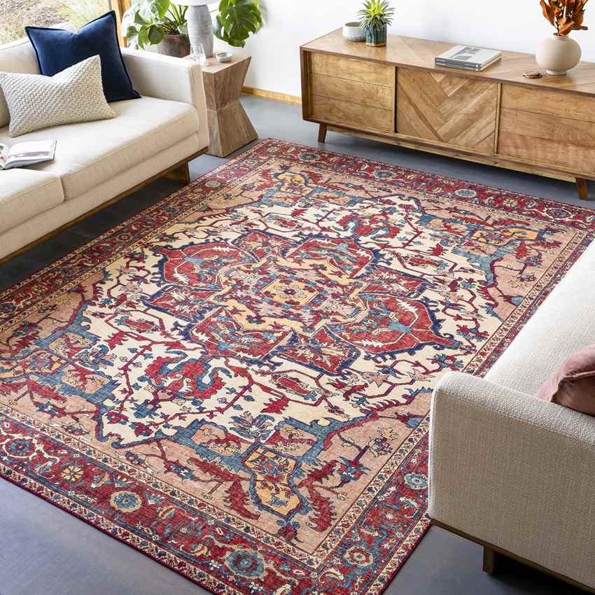 Maaskant Traditional Bright Red Area Rug