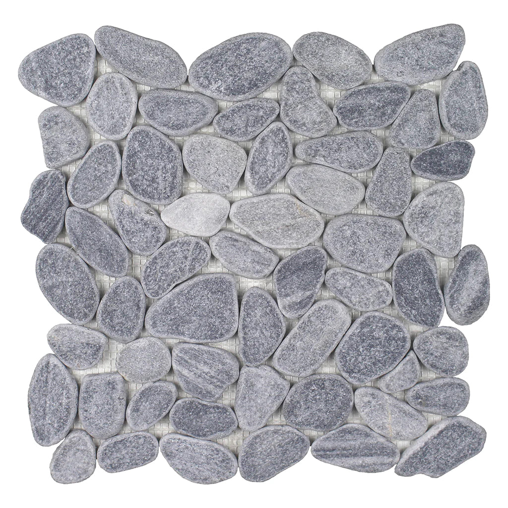 Grey Pebble Stone Mosaic Tile on 11.5"x11.5" Mesh Beach Stones Series