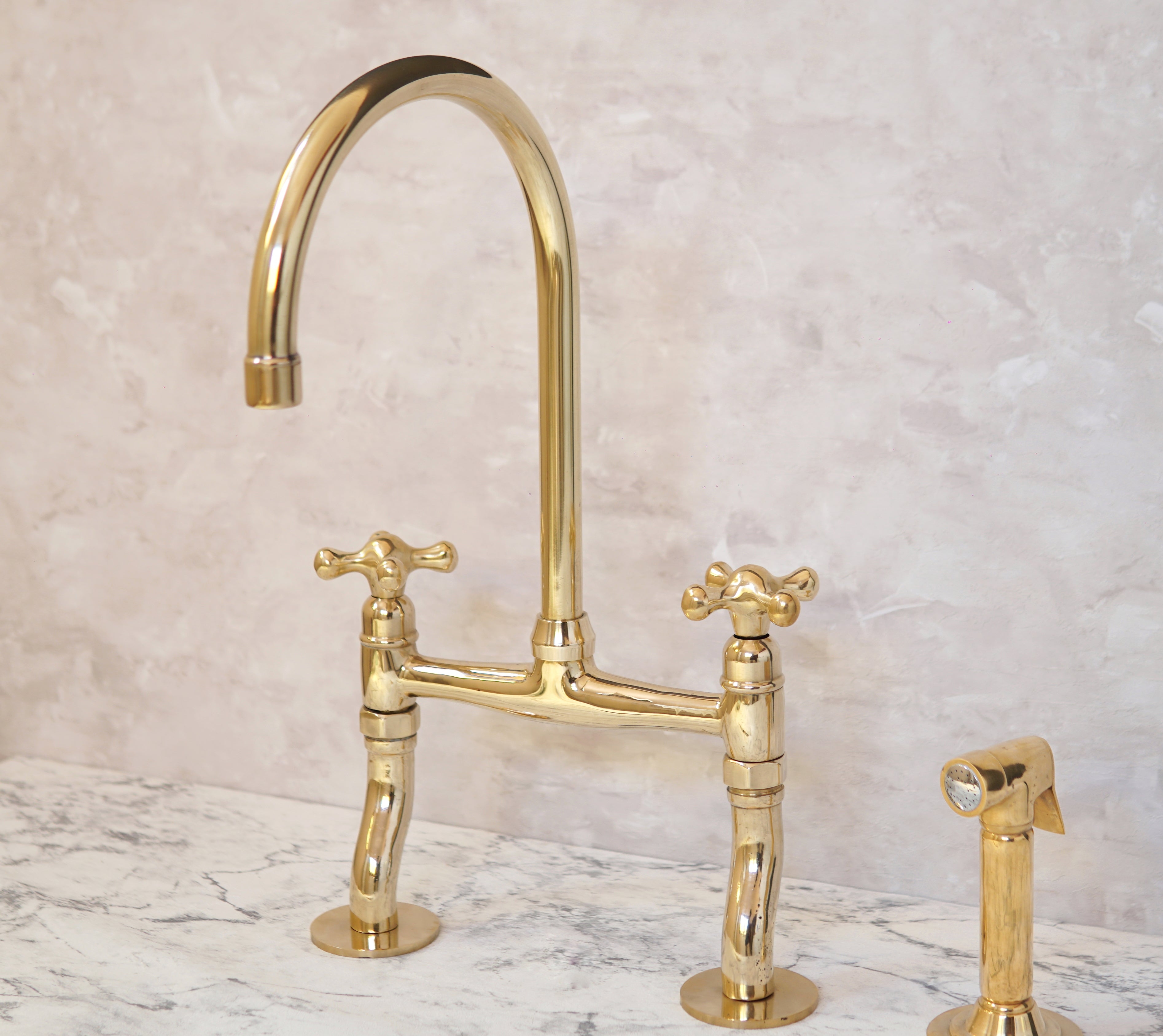 Unlacquered Brass Curved Legs kitchen Faucet