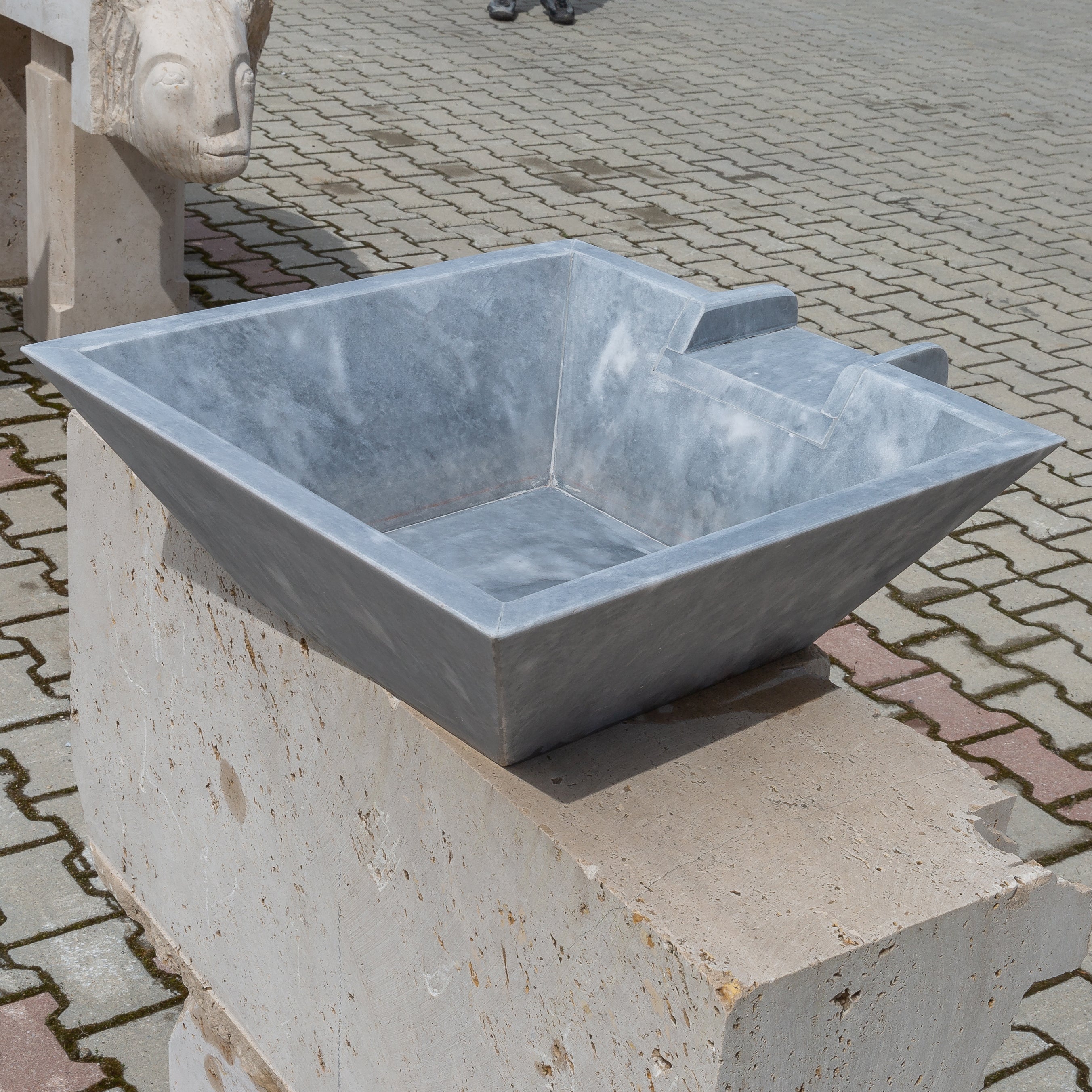 Bluestone Marble Natural Stone Pool Square Cascade Water Bowl