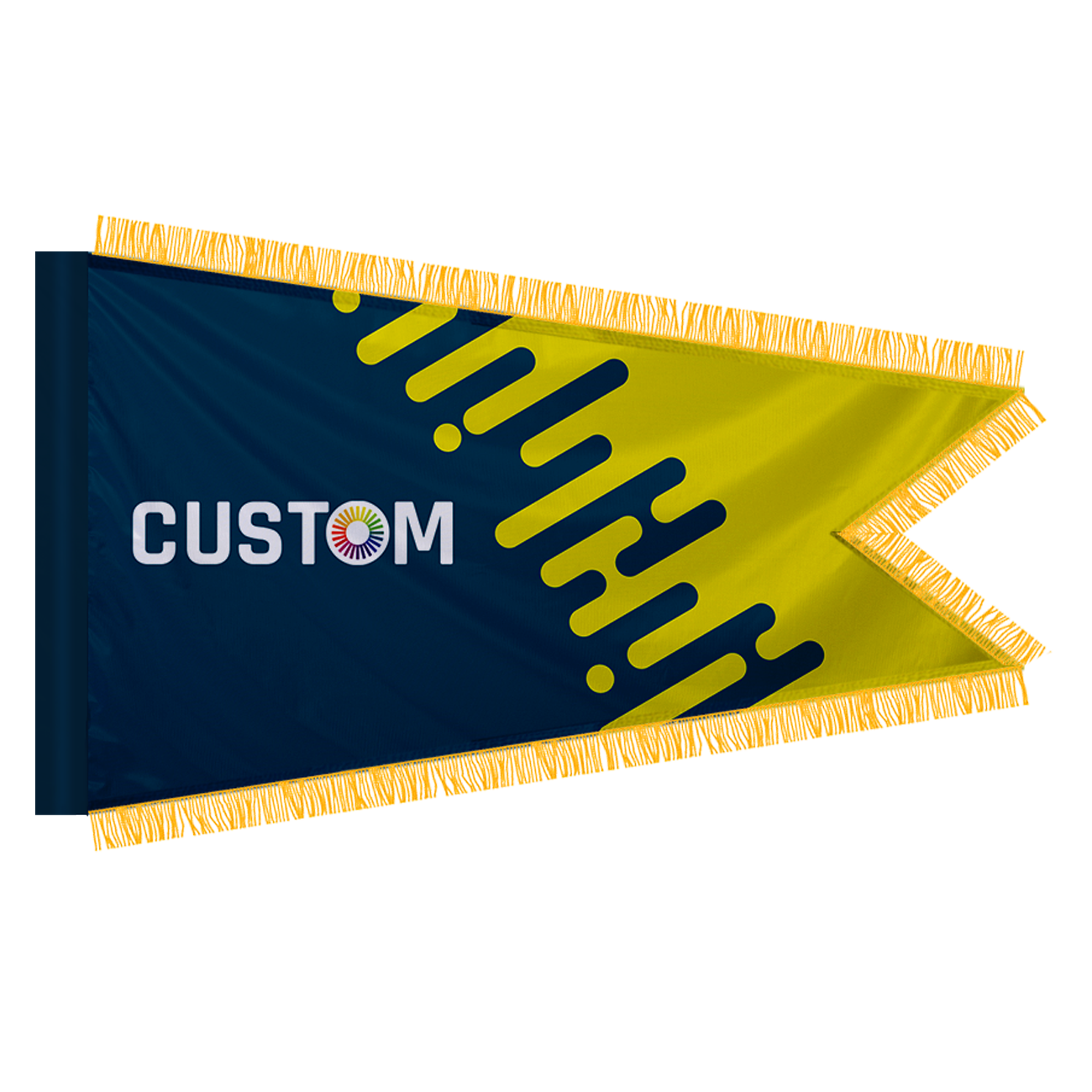 Custom Burgee Flag with Pole Sleeve and Gold Fringe
