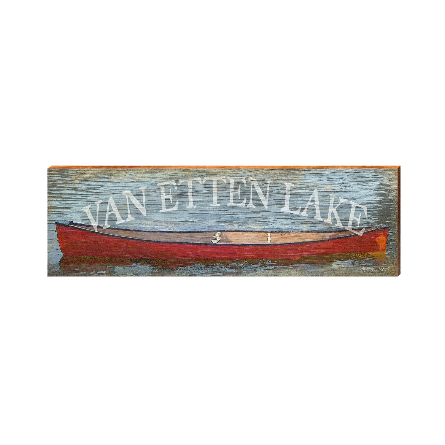 Van Etten Lake Canoe Sign | Real Wood Art Print