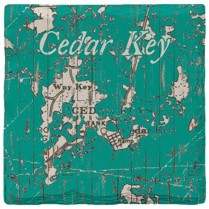 Cedar Key Map Coaster Set