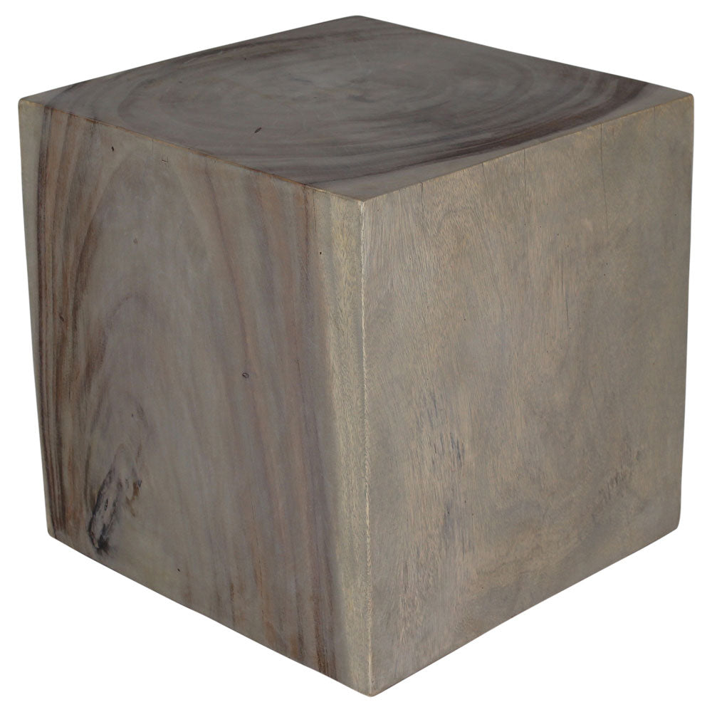 Haussmann Wood Cube Table 18x18x18 in Height Hollow inside Grey Oil