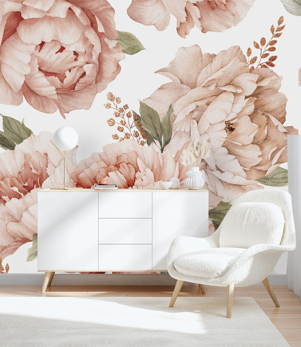 Fashionable Gentle Peonies Wallpaper Chic