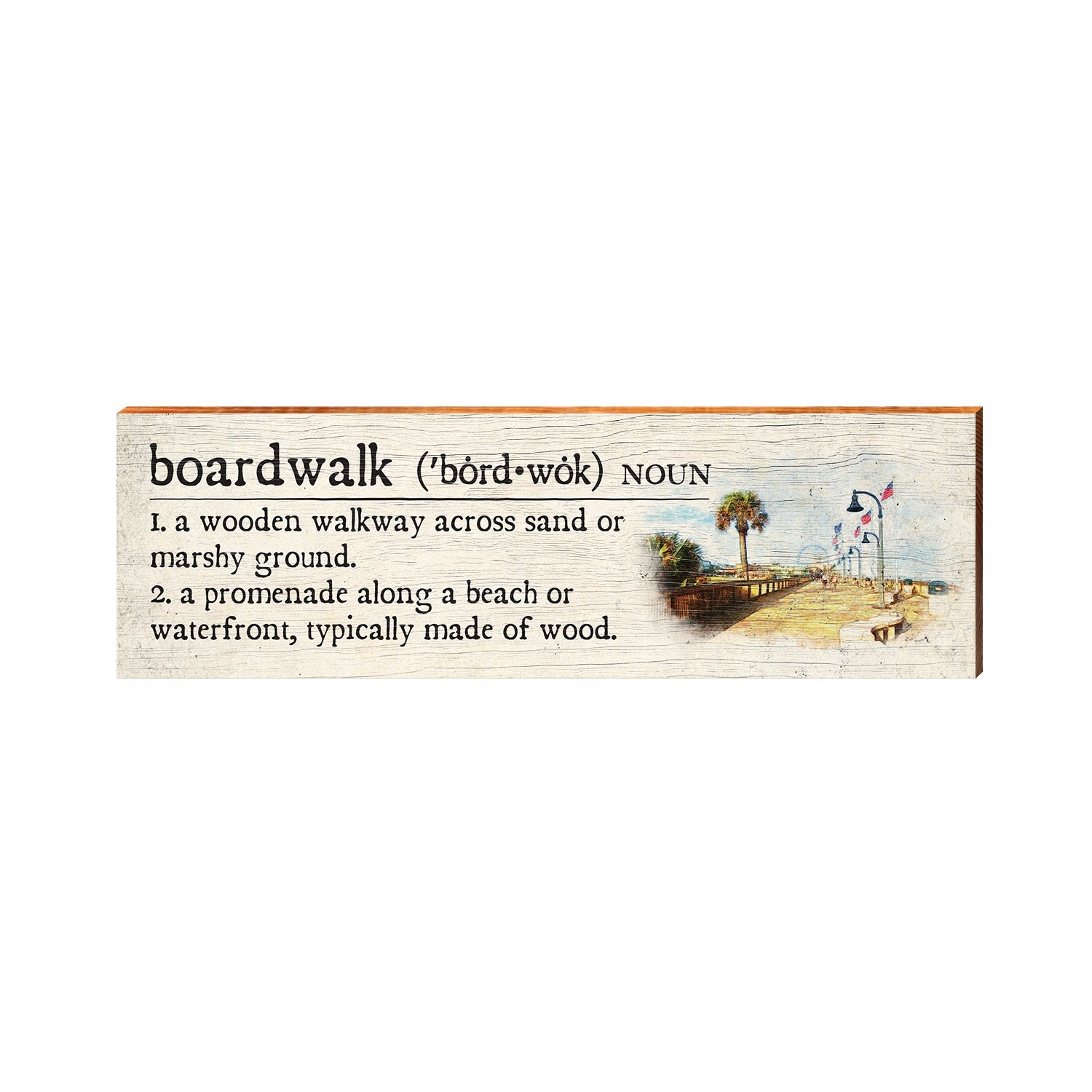 Boardwalk Definition Wooden Sign | Wall Art Print on Real Wood | Coast