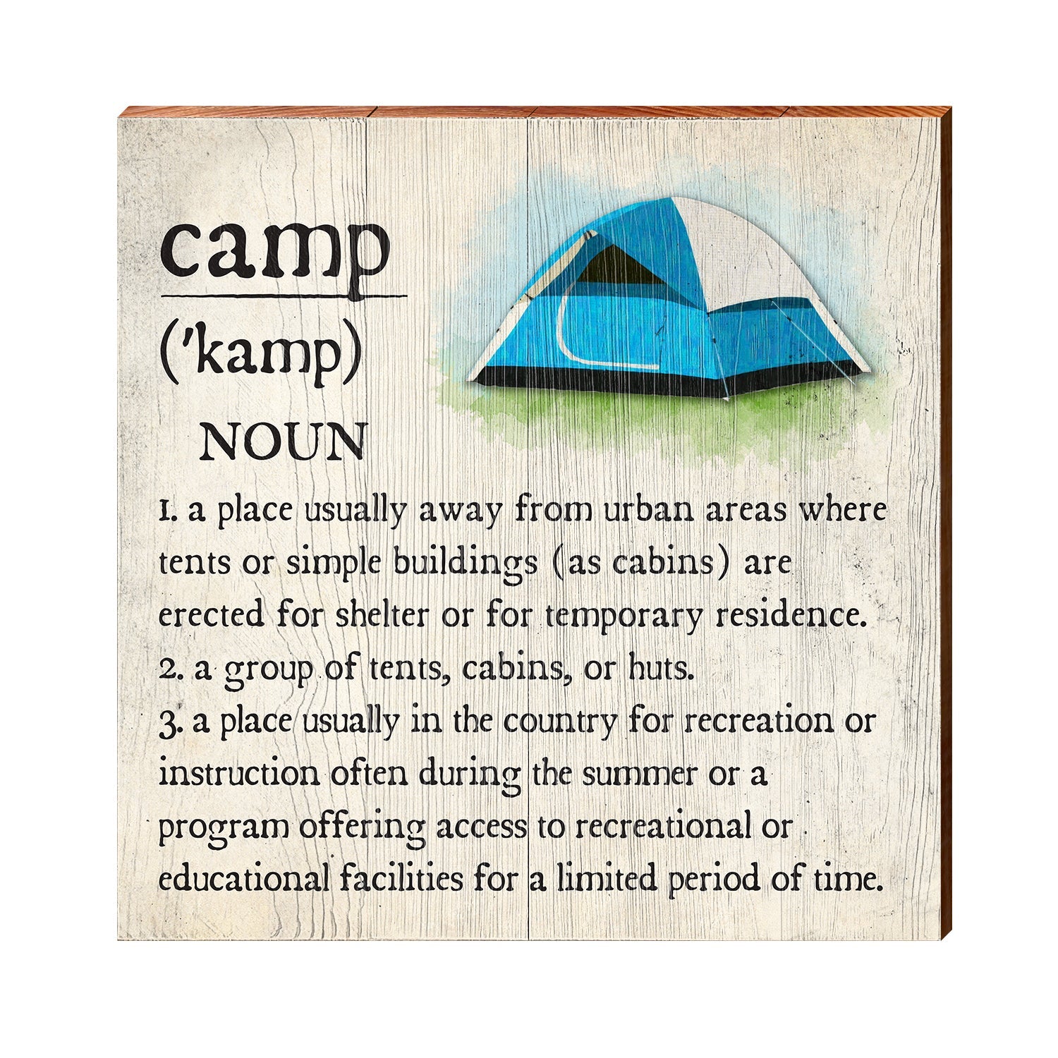Camp Definition Wooden Sign | Wall Art Print on Real Wood | Lodge Cabi