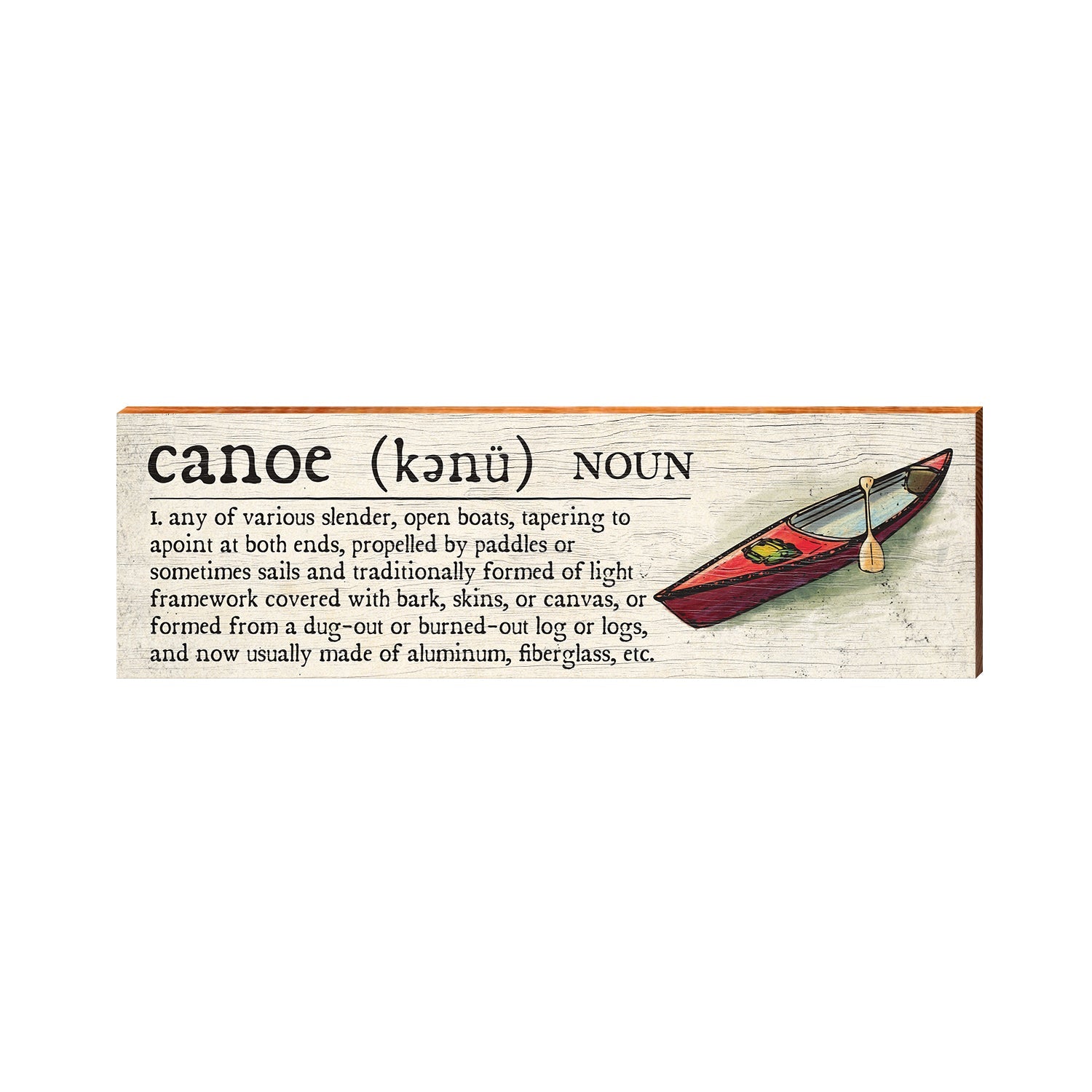 Canoe Definition Wooden Sign | Wall Art Print on Real Wood | Lake Hous