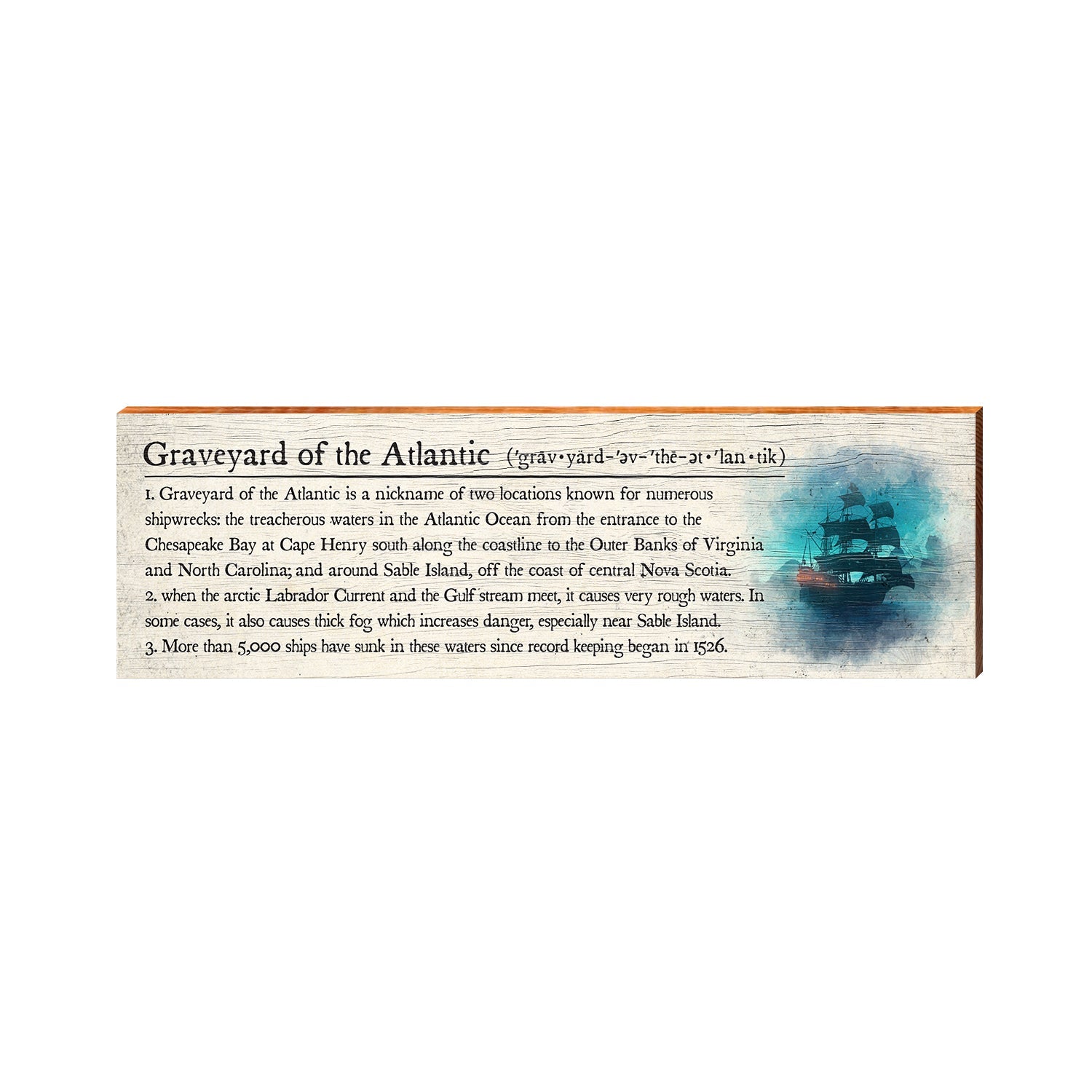 Graveyard of the Atlantic Definition Wooden Sign | Wall Art Print on R