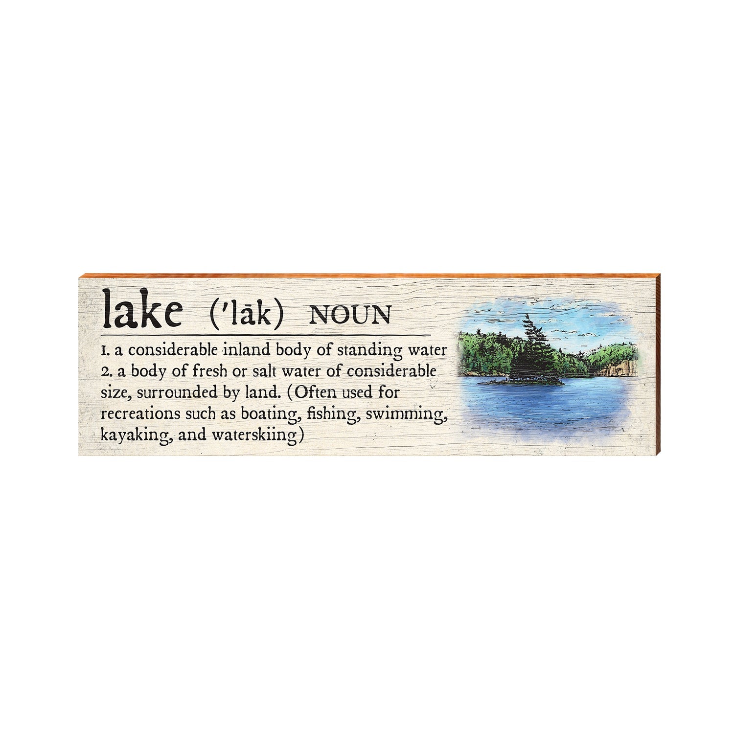 Lake Definition Wooden Sign | Wall Art Print on Real Wood | Lake House