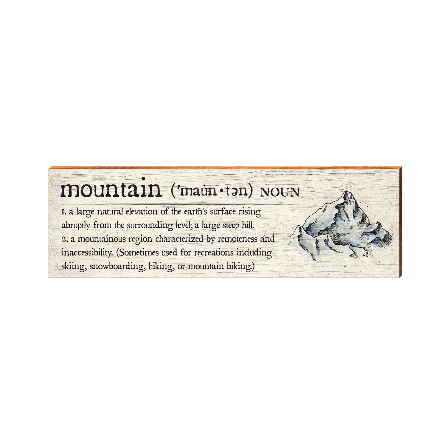 Mountain Definition Wooden Sign | Wall Art Print on Real Wood | Lodge