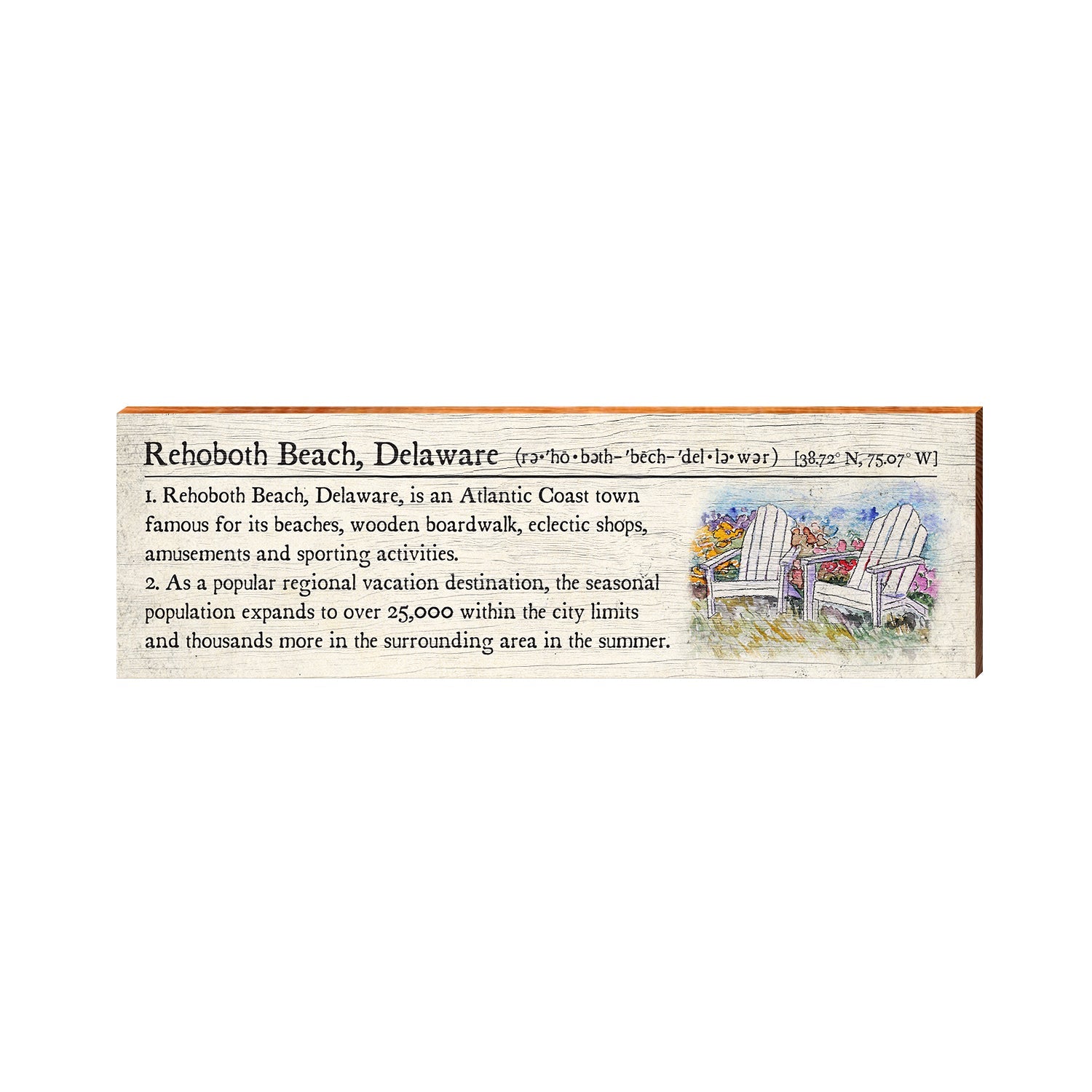 Rehoboth Beach, Delaware Definition Wooden Sign | Wall Art Print on Re