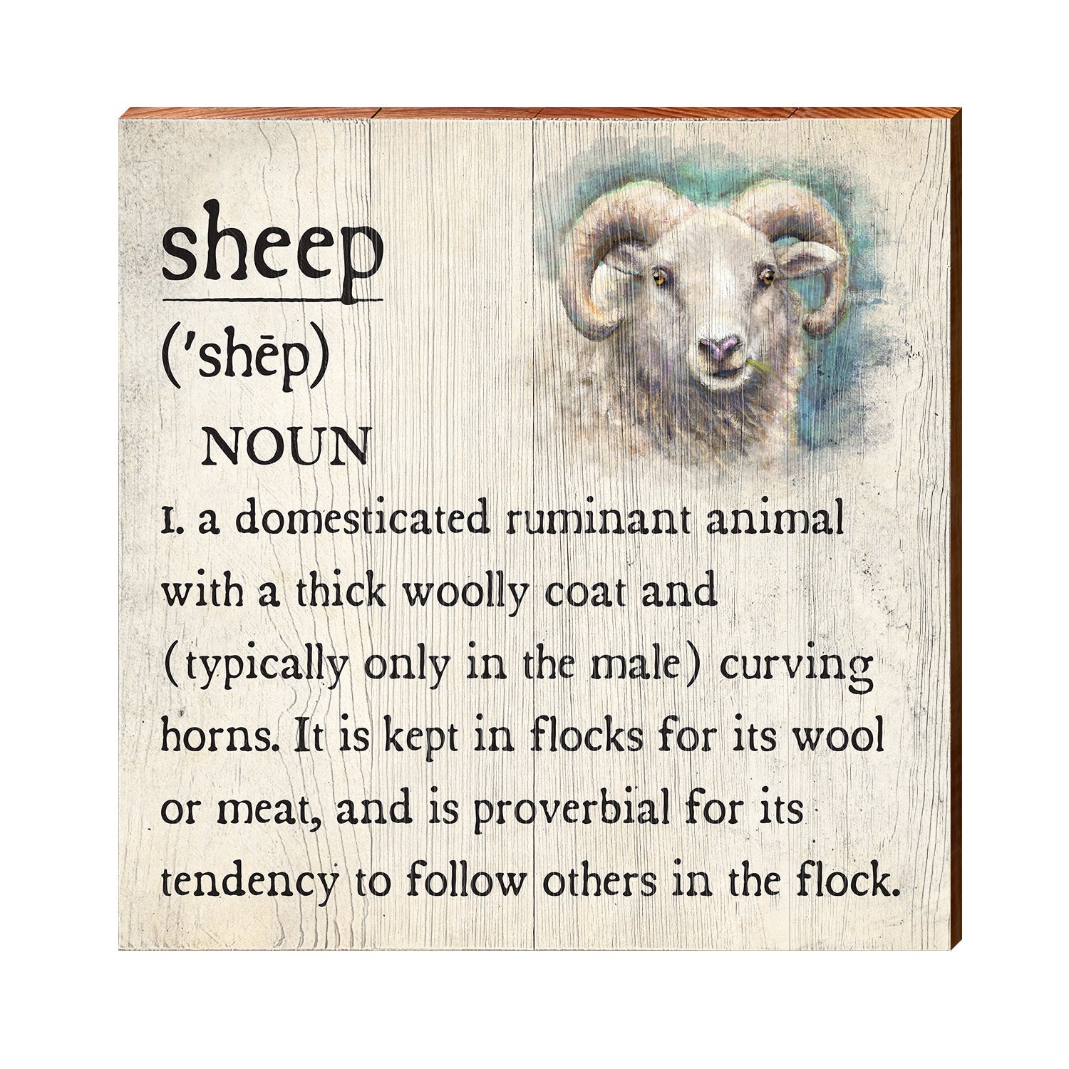 Sheep Definition Wooden Sign | Wall Art Print on Real Wood | Farmhouse