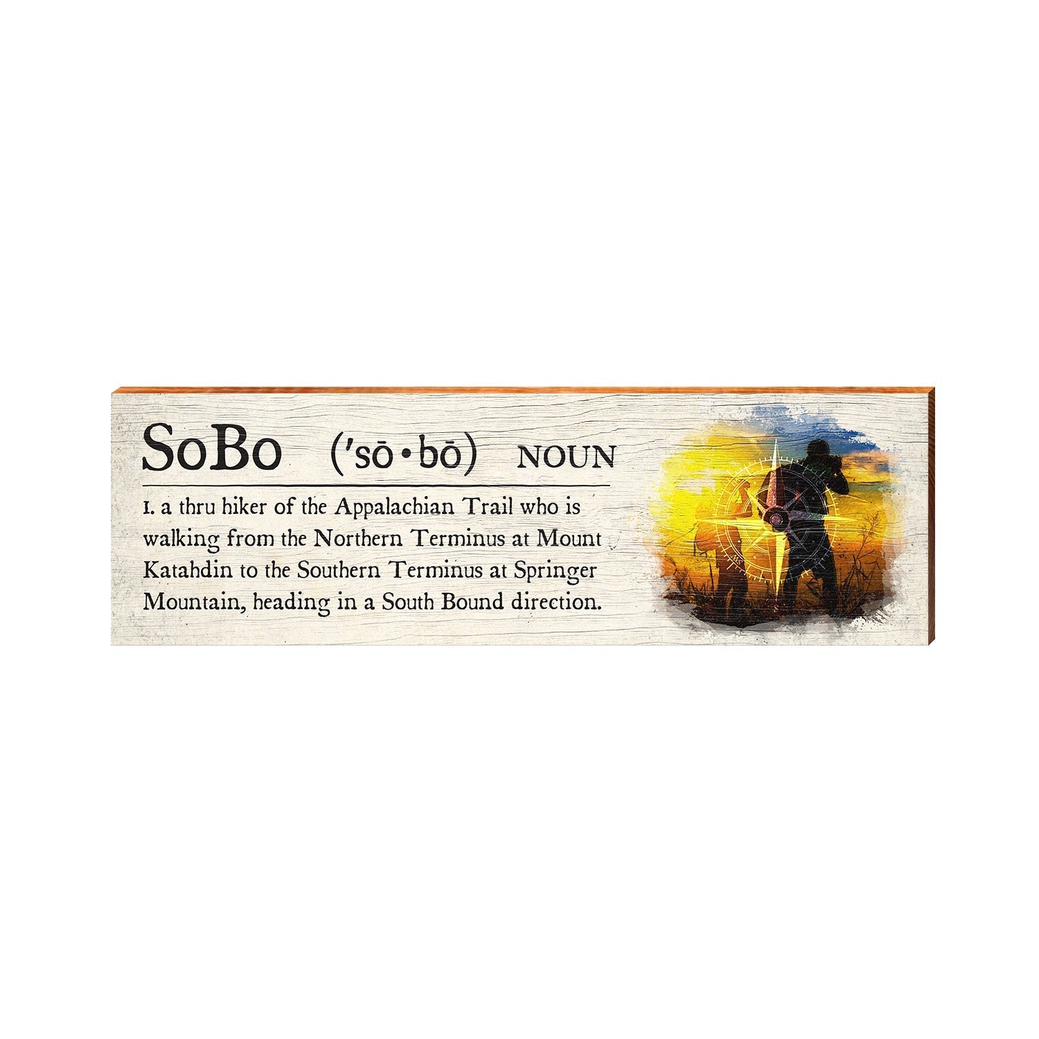 SoBo Hiking Definition Wooden Sign | Wall Art Print on Real Wood | Lod