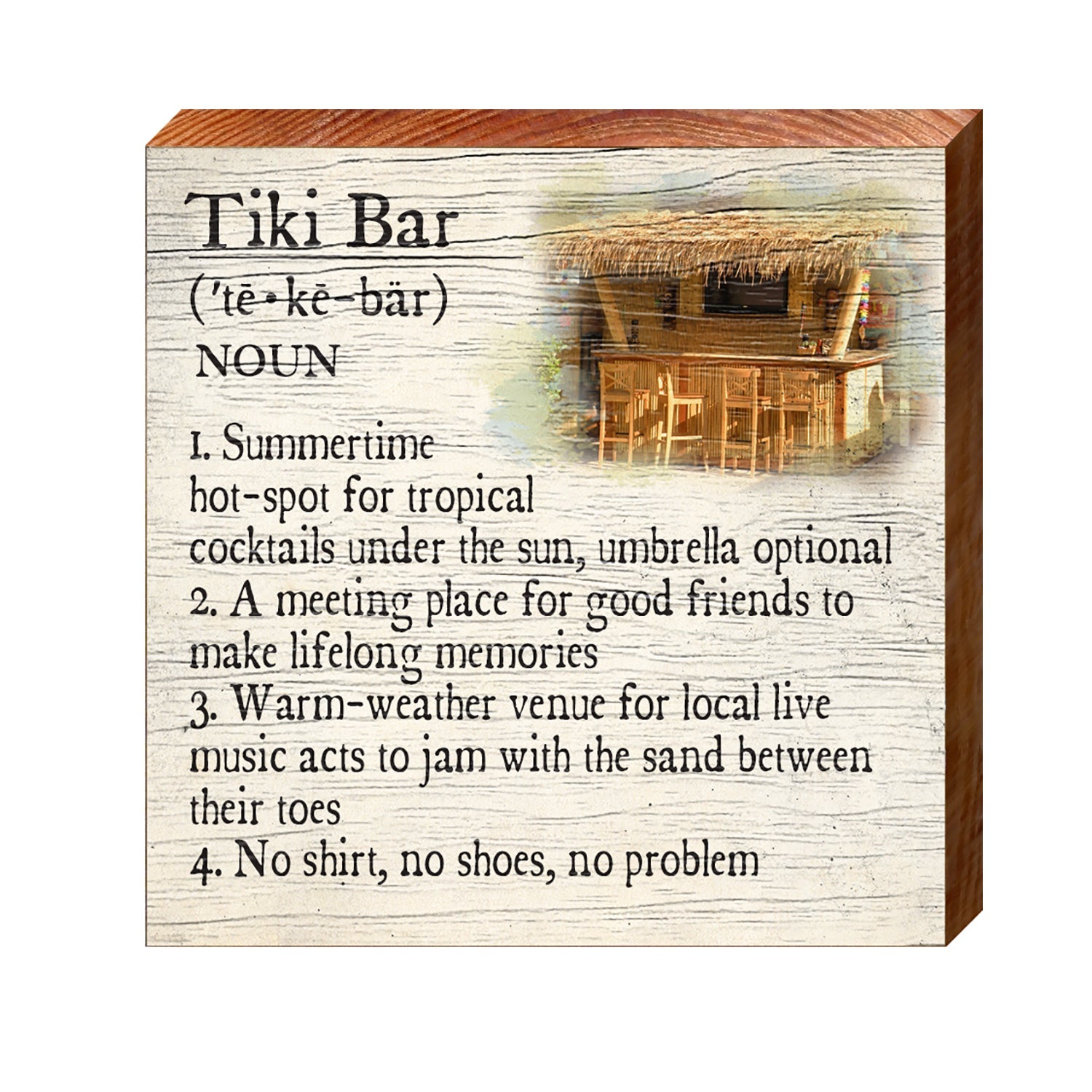 Tiki Bar Definition Wooden Sign | Wall Art Print on Real Wood | Coasta