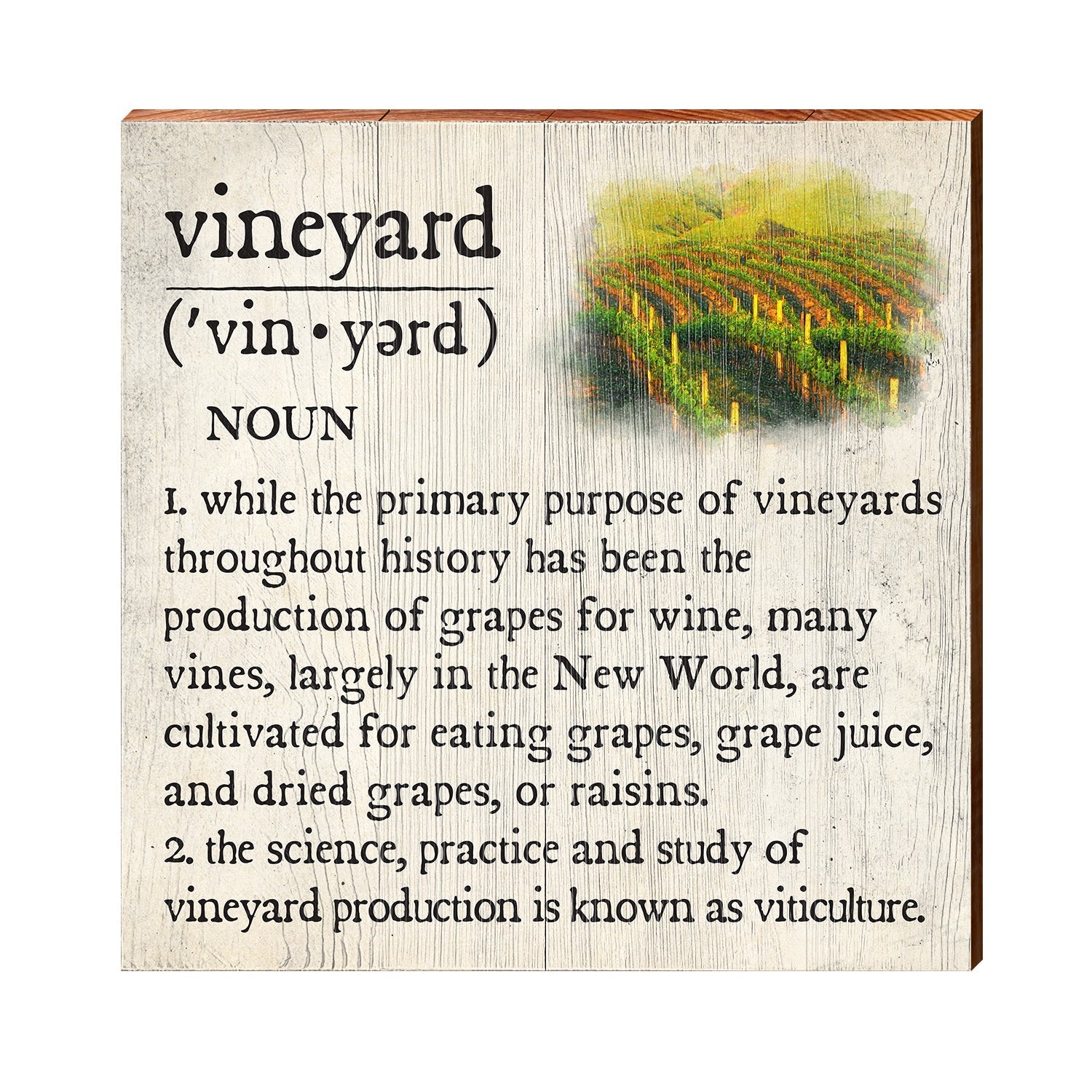 Vineyard Definition Wooden Sign | Wall Art Print on Real Wood | Home D
