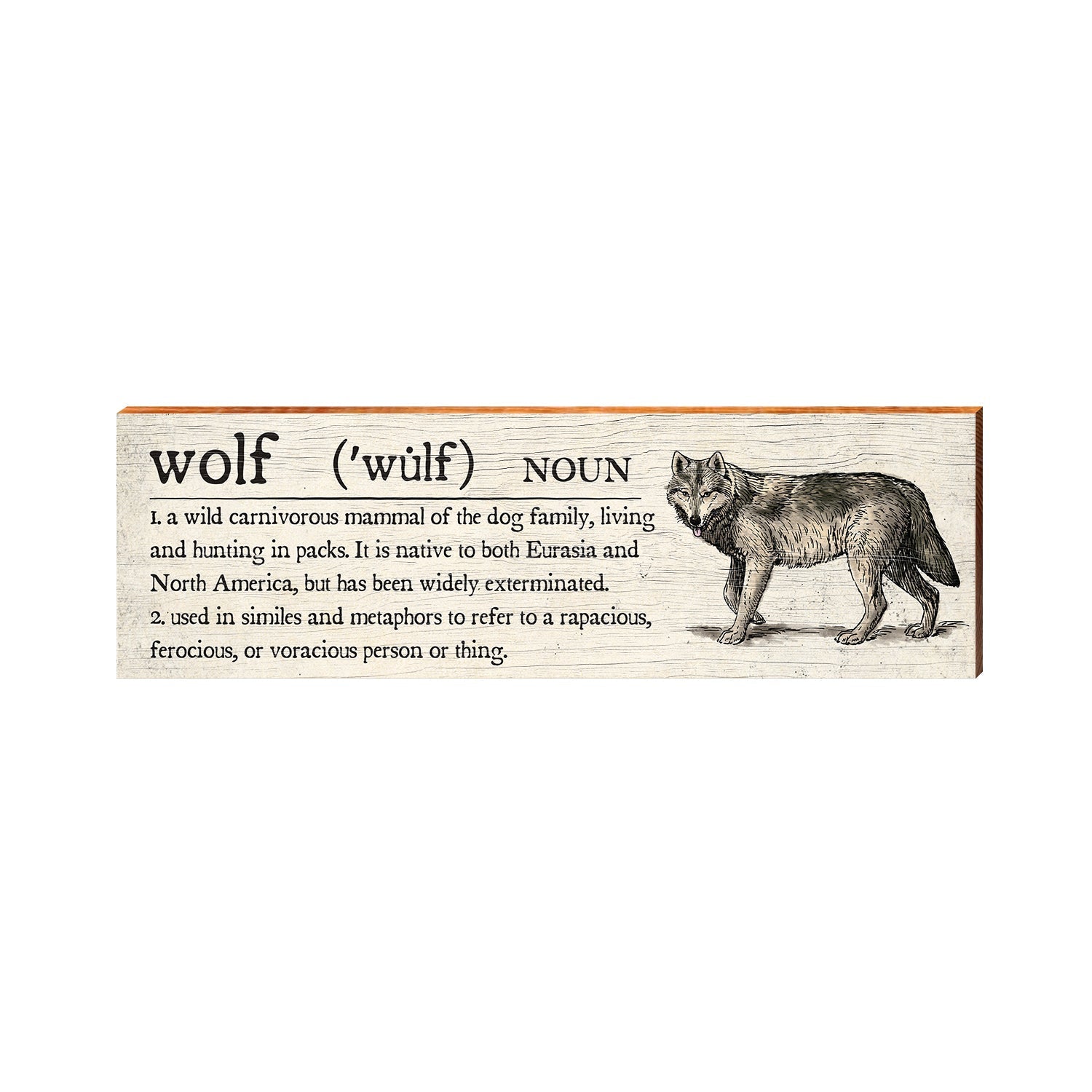 Wolf Definition Wooden Sign | Wall Art Print on Real Wood | Mountain C