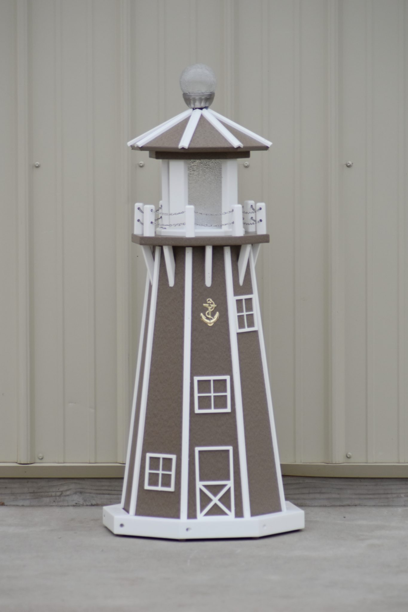 39" Octagon, Solar and Electric Powered Poly, Lawn Lighthouses Clay/wh