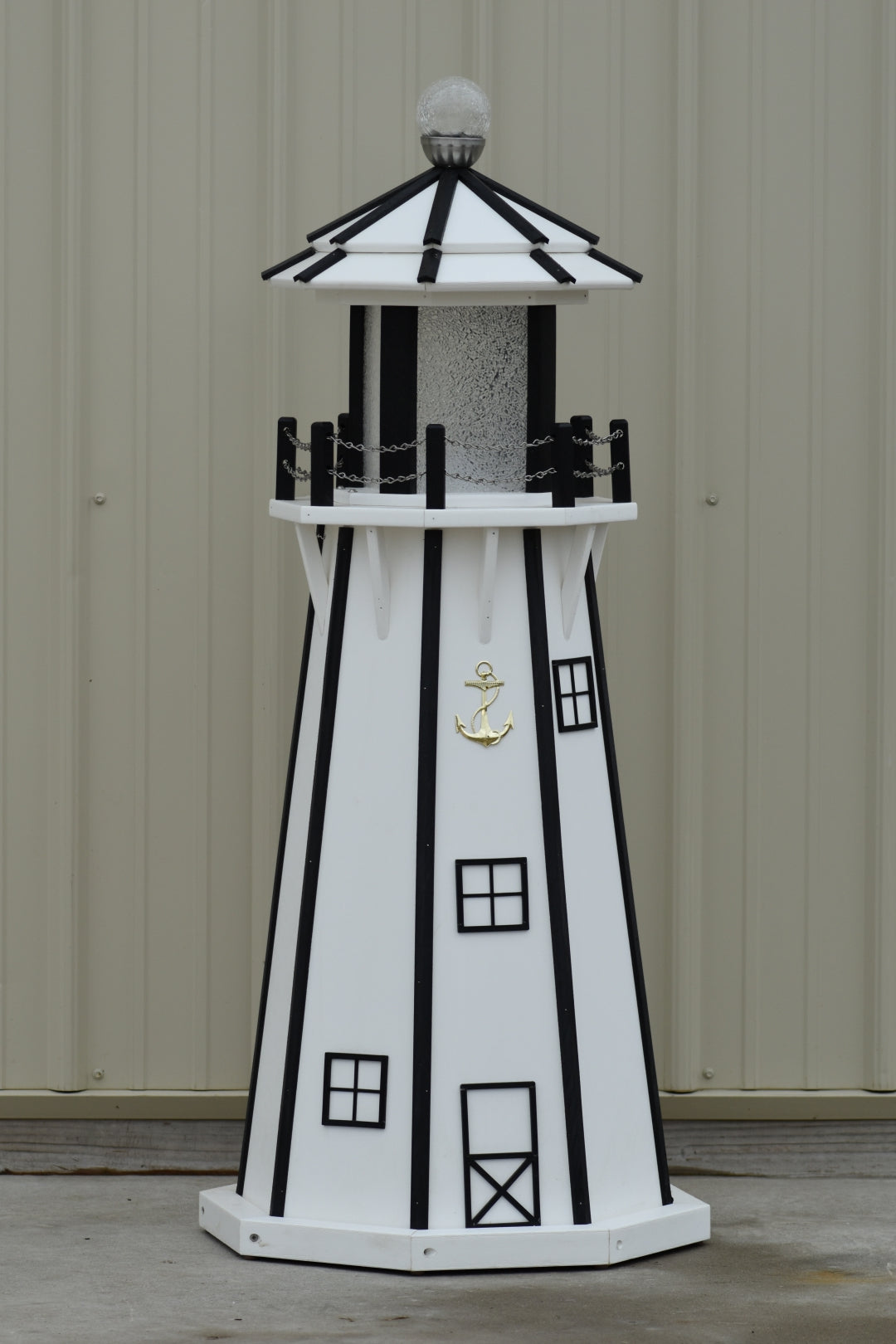 4 ft. Octagon Solar and Electric Powered Poly Lawn Lighthouses, White/