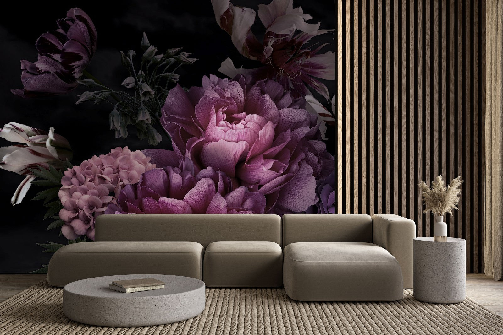 Modish Dark Floral Wallpaper Vogue High-Quality
