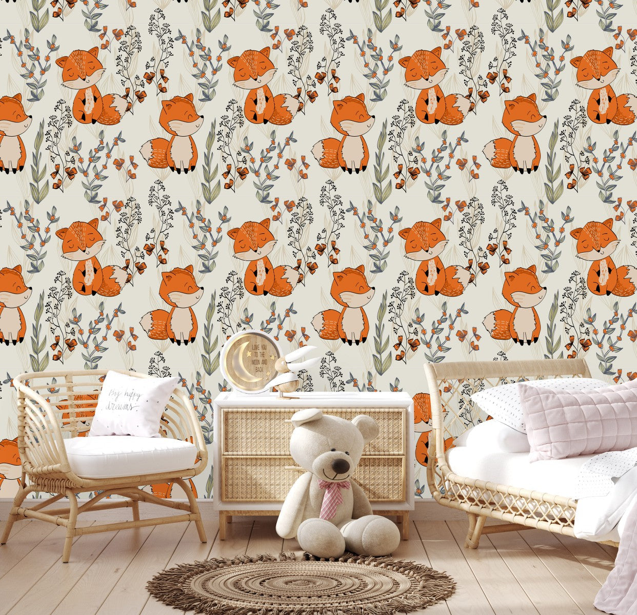 Contemporary Foxes Wallpaper