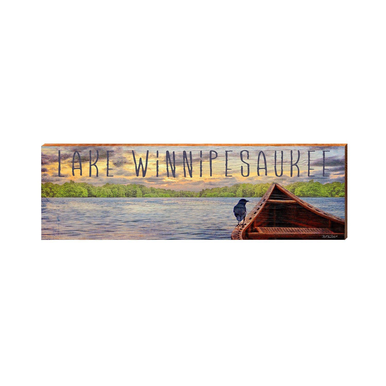 Lake Winnipesaukee Canoe Bird | Wall Art Print on Real Wood