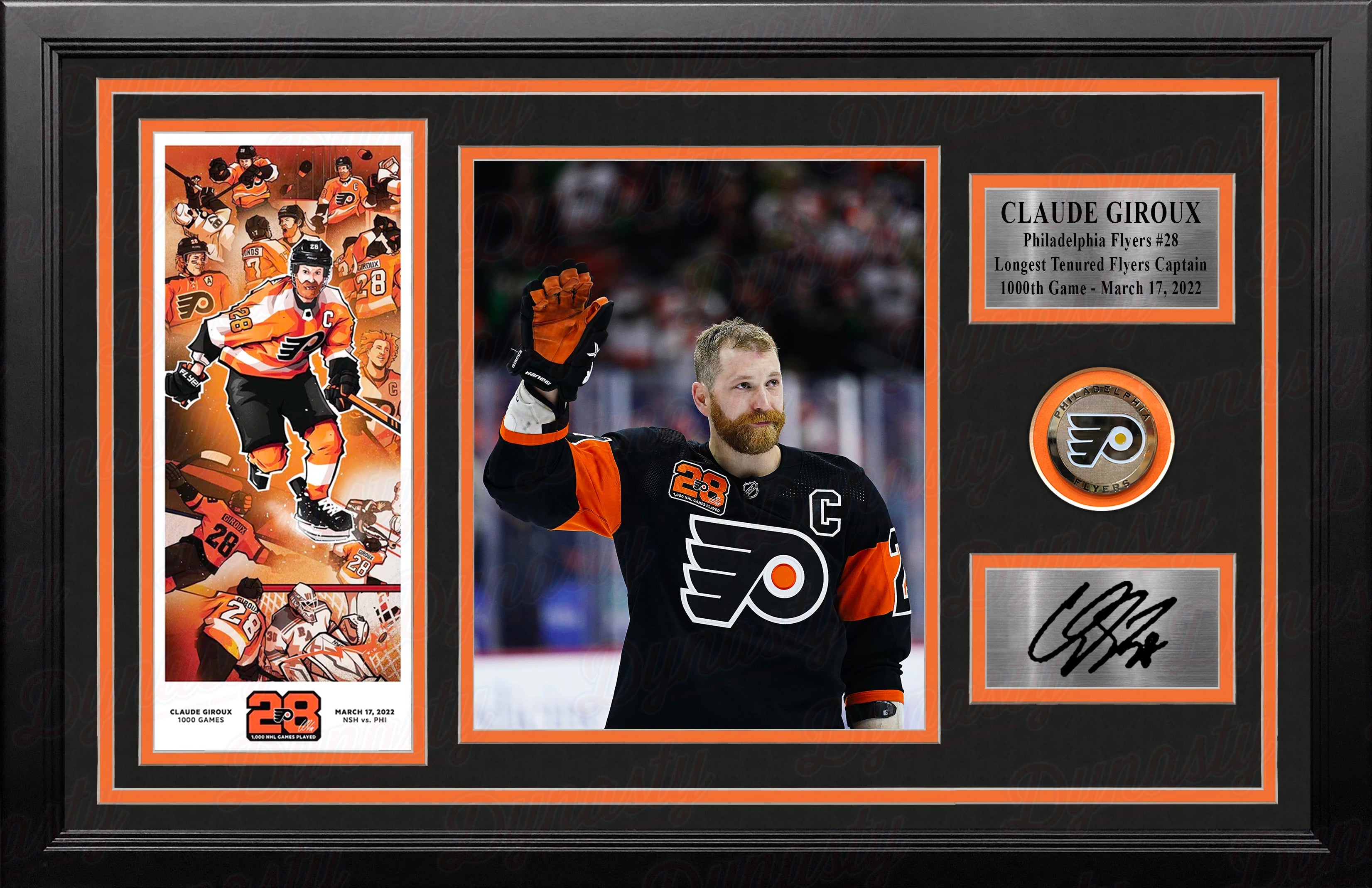 Claude Giroux 1000th Game Philadelphia Flyers Framed Photo with Engrav