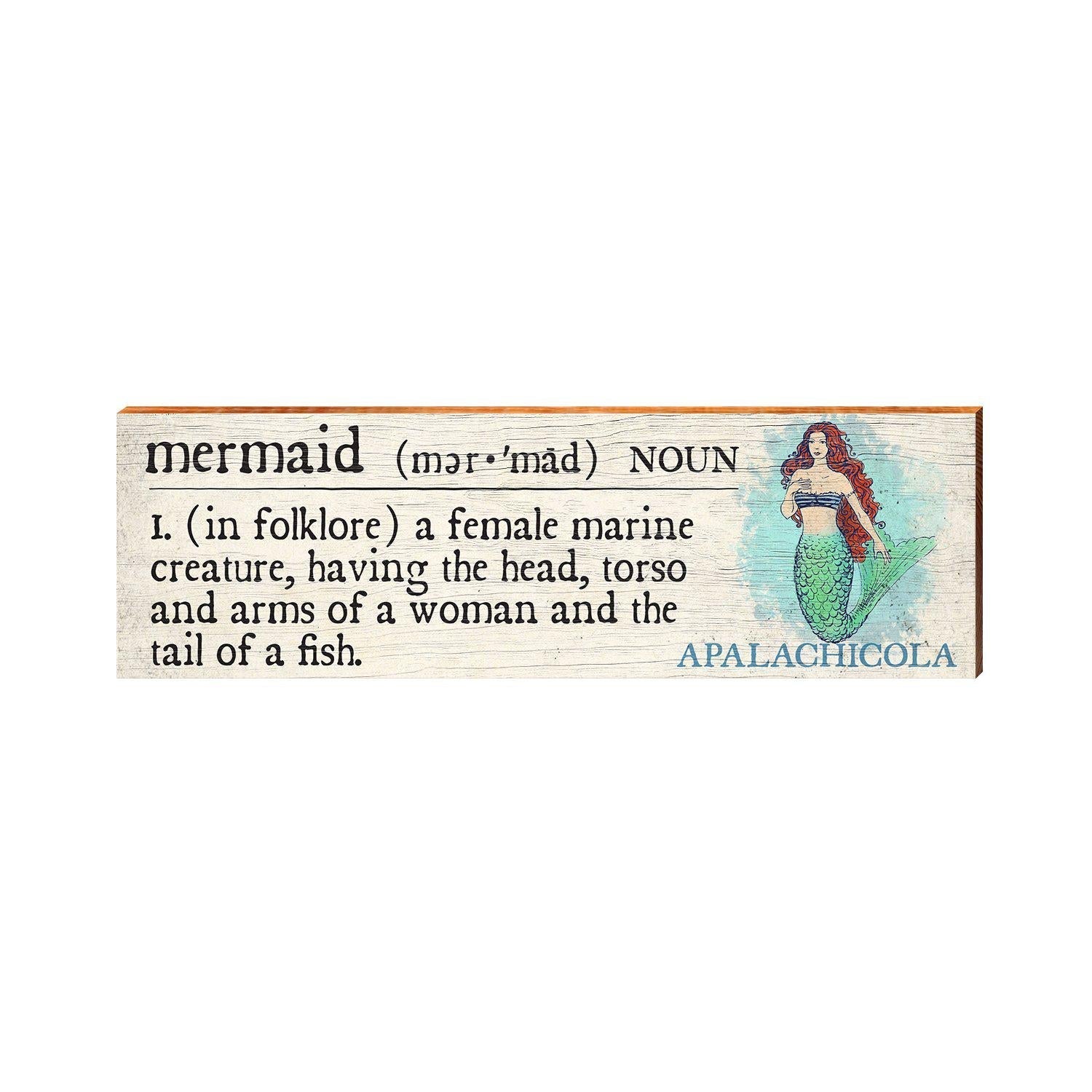 Mermaid Apalachicola Definition | Wall Art Print on Real Wood